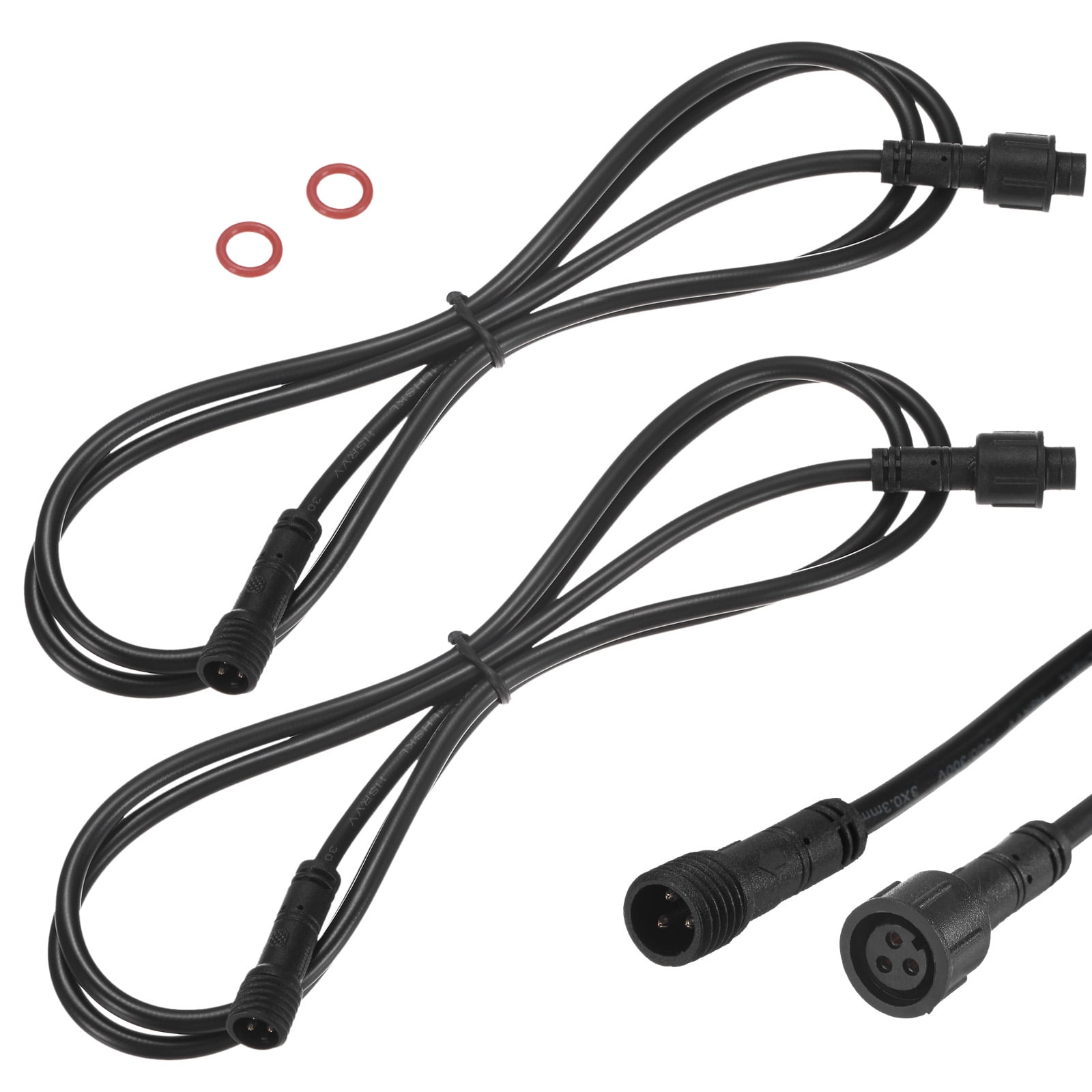 Uxcell 2-Pack Waterproof Extension Cable, 3 Pin 3.28 Ft/1m Wire with ...