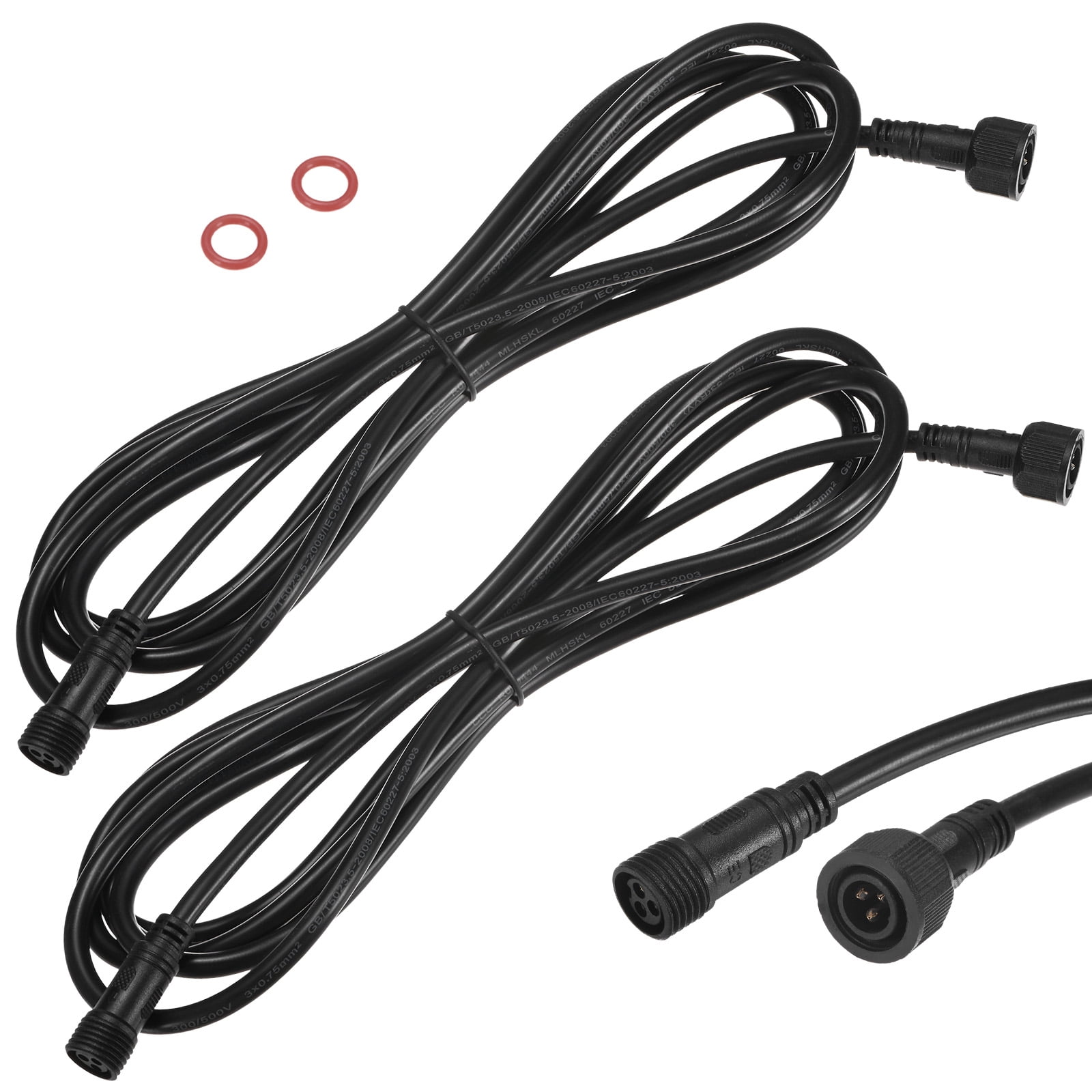 Uxcell 2-Pack Waterproof Extension Cable, 3 Pin 9.84 Ft/3m Wire with ...