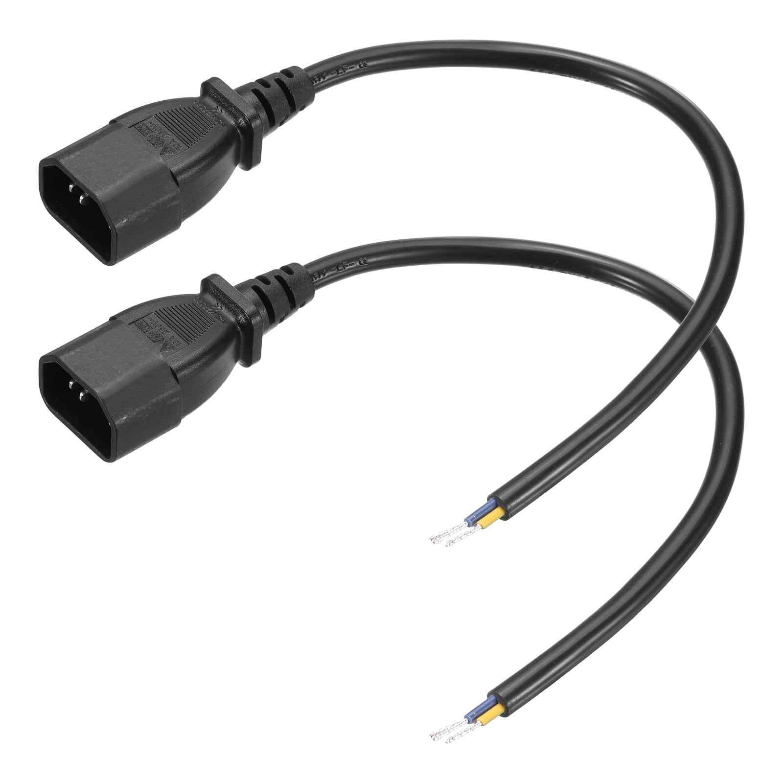 Uxcell 2 Pcs 1 ft IEC 60320 C14 to Bare Wire Power Cord, 250V C14 Power ...