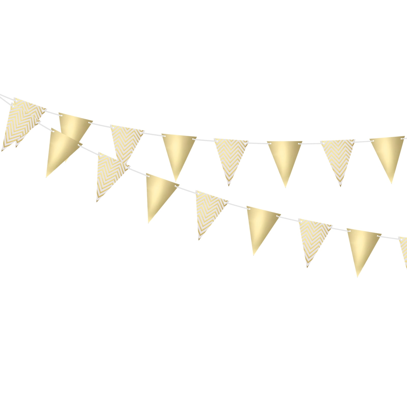 Uxcell 2 Pcs 16.4 Feet Gold Pennant Banner Flags String Triangle ...