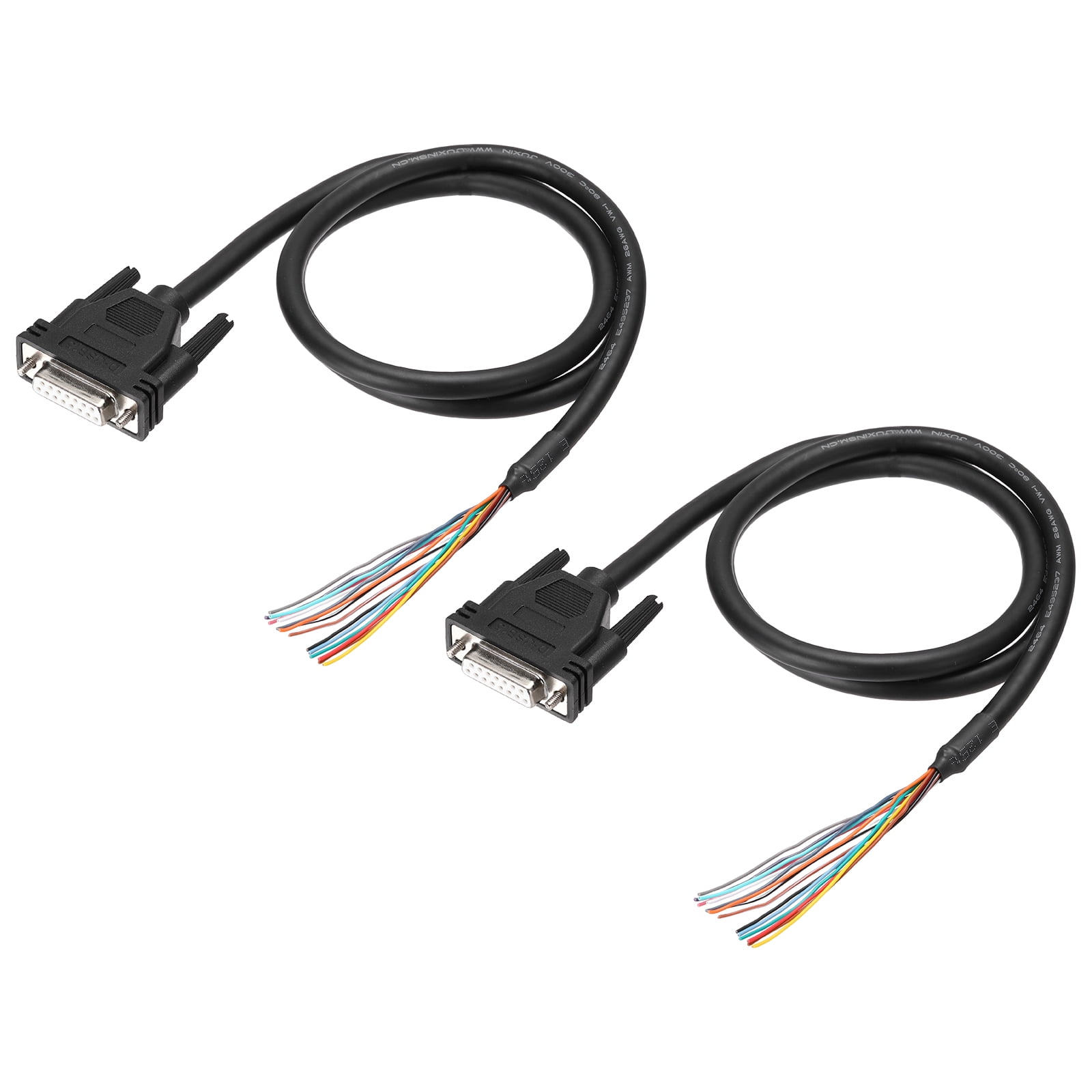 Uxcell 2 Pcs 3.3 ft 26AWG DB15 Female Connector to Bare Wire END RS232 ...