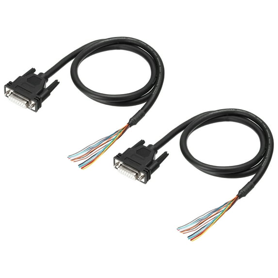 Uxcell 2 Pcs 3.3 ft 26AWG DB15 Female Connector to Bare Wire END RS232 ...