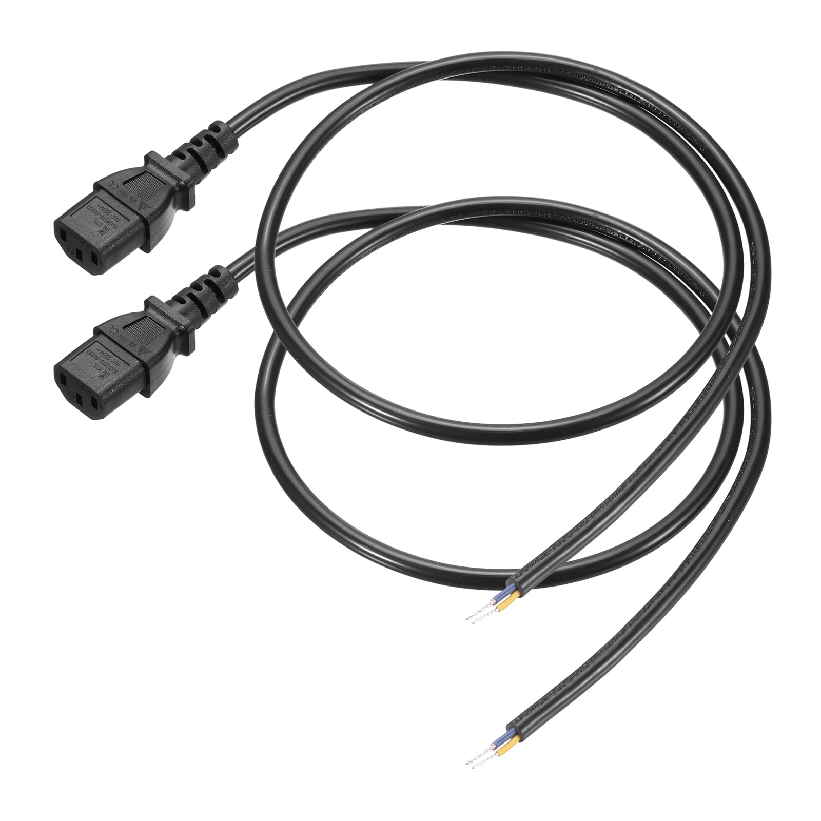 Uxcell 2 Pcs 3 ft IEC 60320 C13 to Bare Wire Power Cord, 250V C13 Power ...
