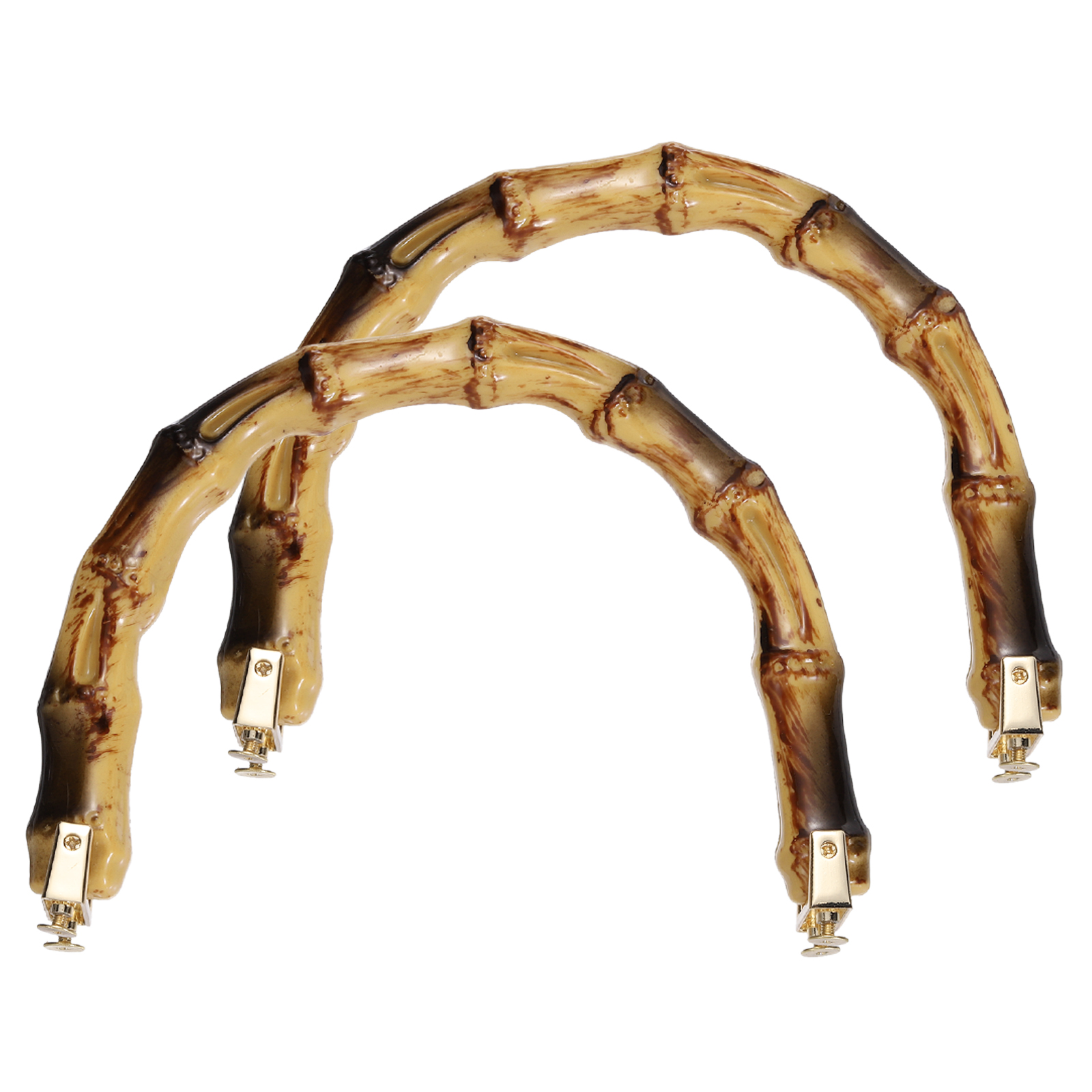 Uxcell 2 Pcs Bamboo Purse Handles 6" U-Shape Handle with Gold Metal ...