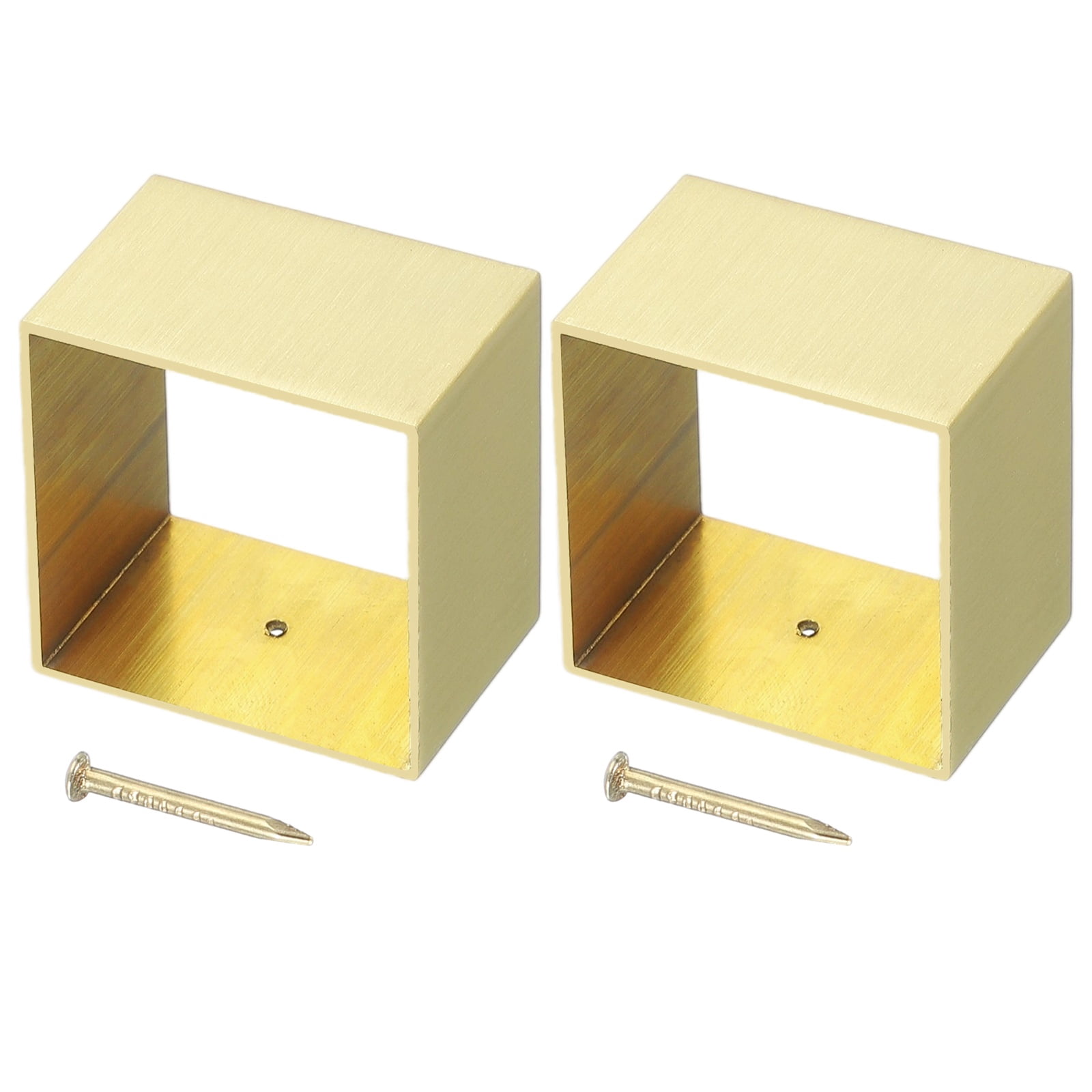 Uxcell 2 Pcs Brass Furniture Foot Cover, 1.65 x 1.77 x 1.18 Inch Square ...