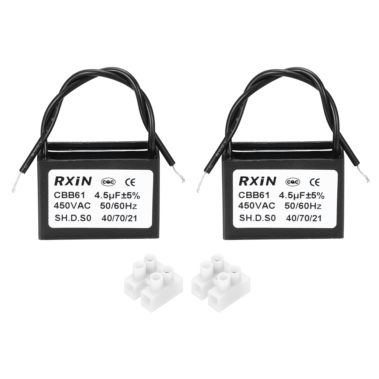 Uxcell 2 Pcs CBB61 Capacitor, 4.5uF 450V 2-Wire Ceiling Fan Motor ...
