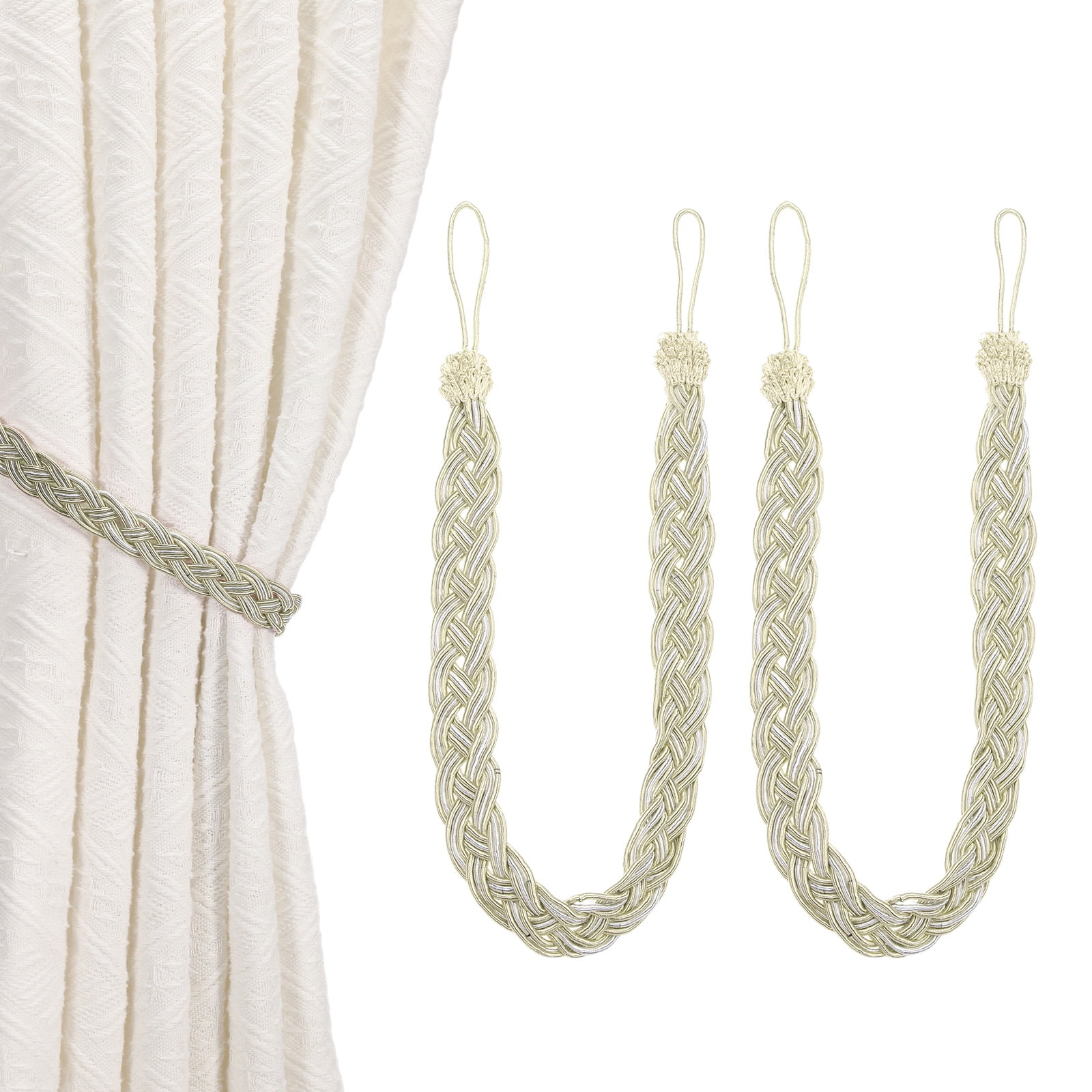 Uxcell 2 Pcs Curtain Tiebacks, 58cm/23 Braided Drapery Holdback Holder ...