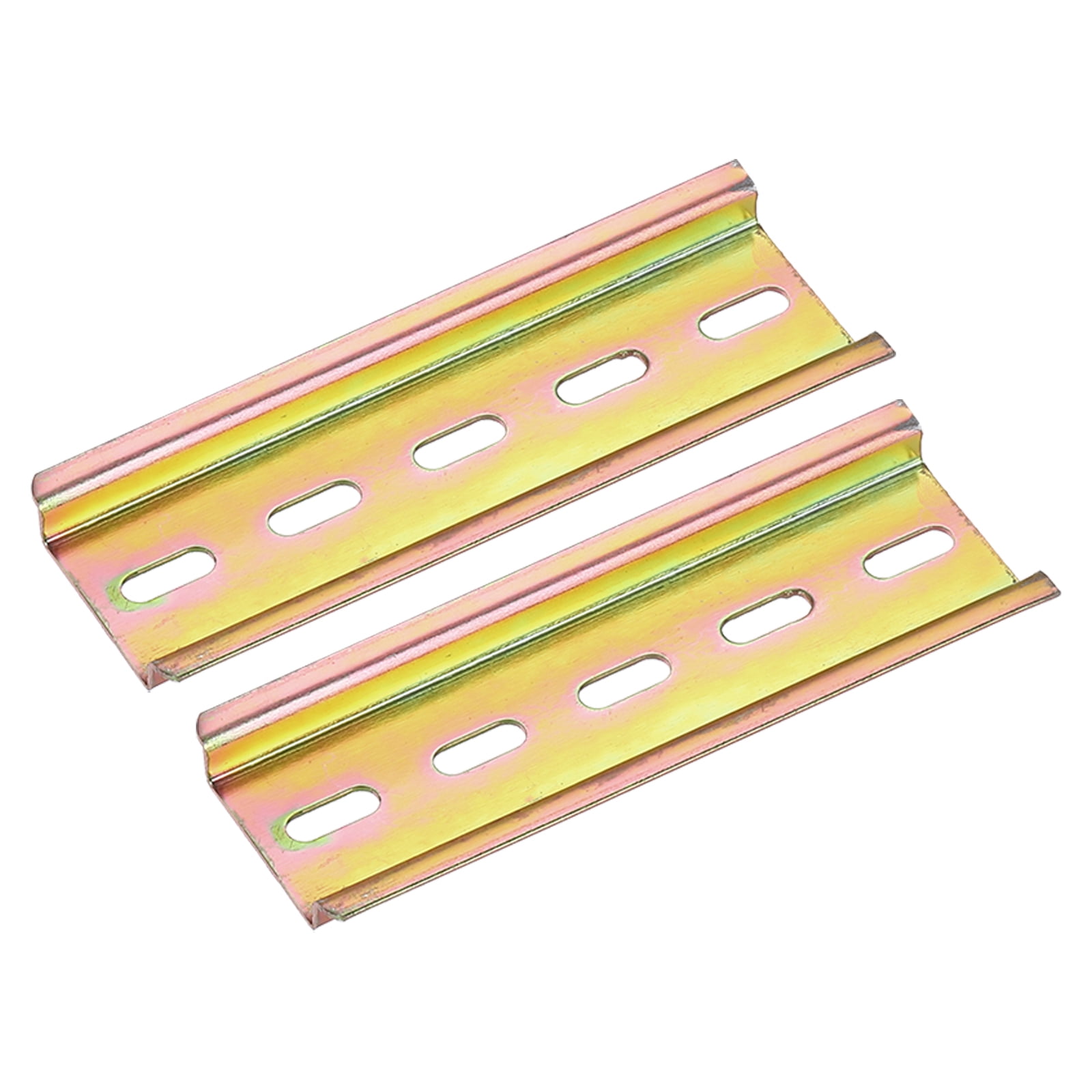 Uxcell 2 Pcs DIN Rail Slotted Iron Mounting Guide Bronze Tone ...