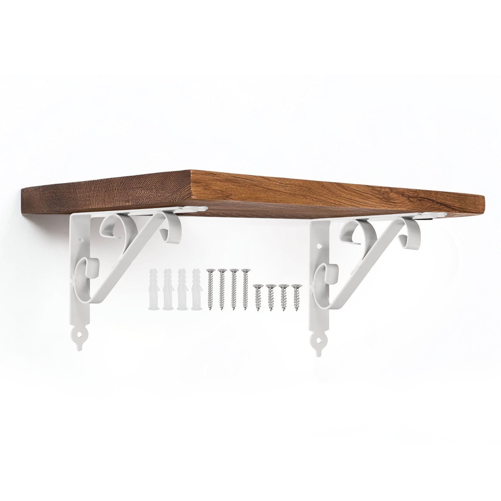 Uxcell 2 Pcs Decorative Shelf Brackets, 250mm/10 Inch Heavy Duty Floating Shelf Brackets for ...