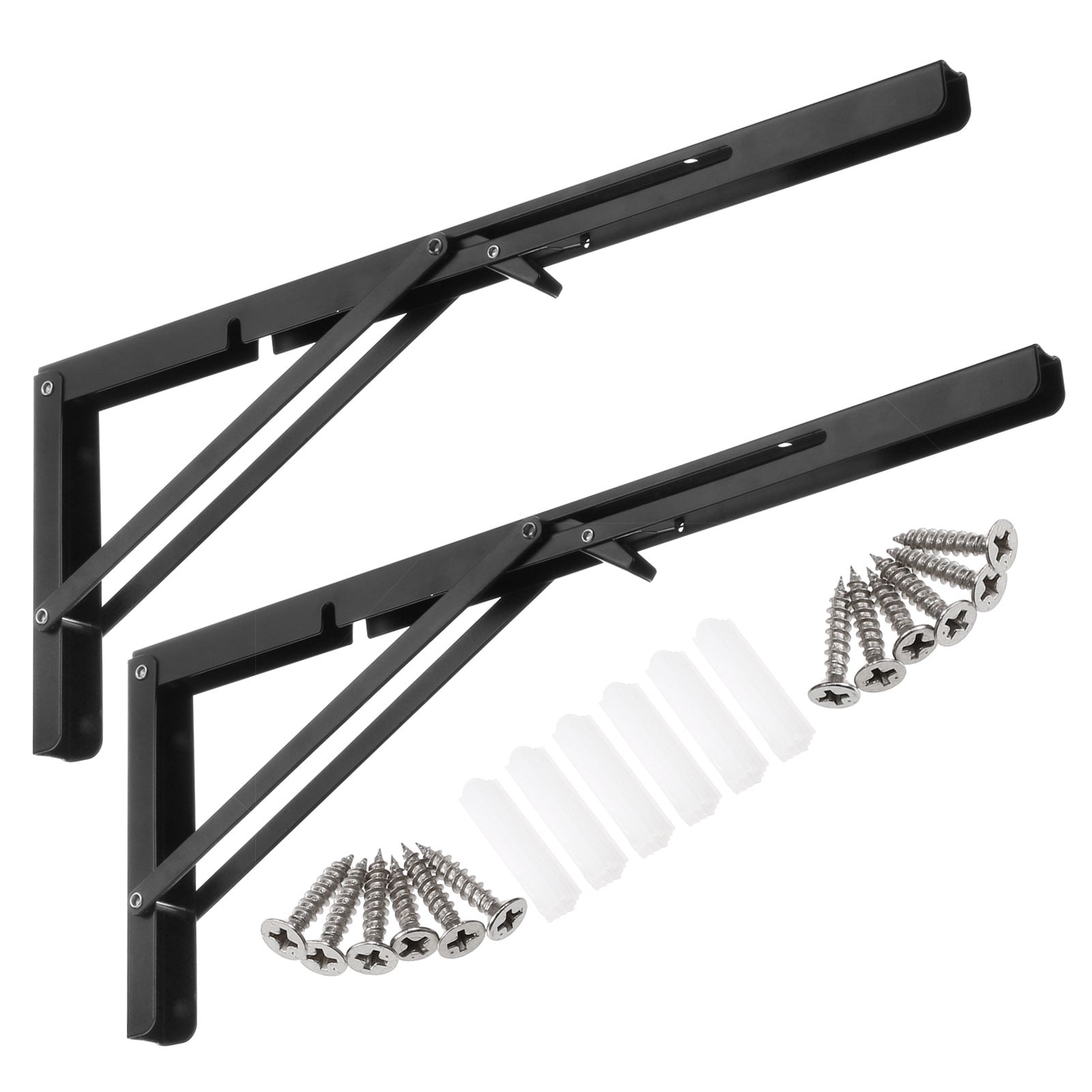 Uxcell 2 Pcs Folding Shelf Brackets, 18 Inch Iron Collapsible Shelf ...