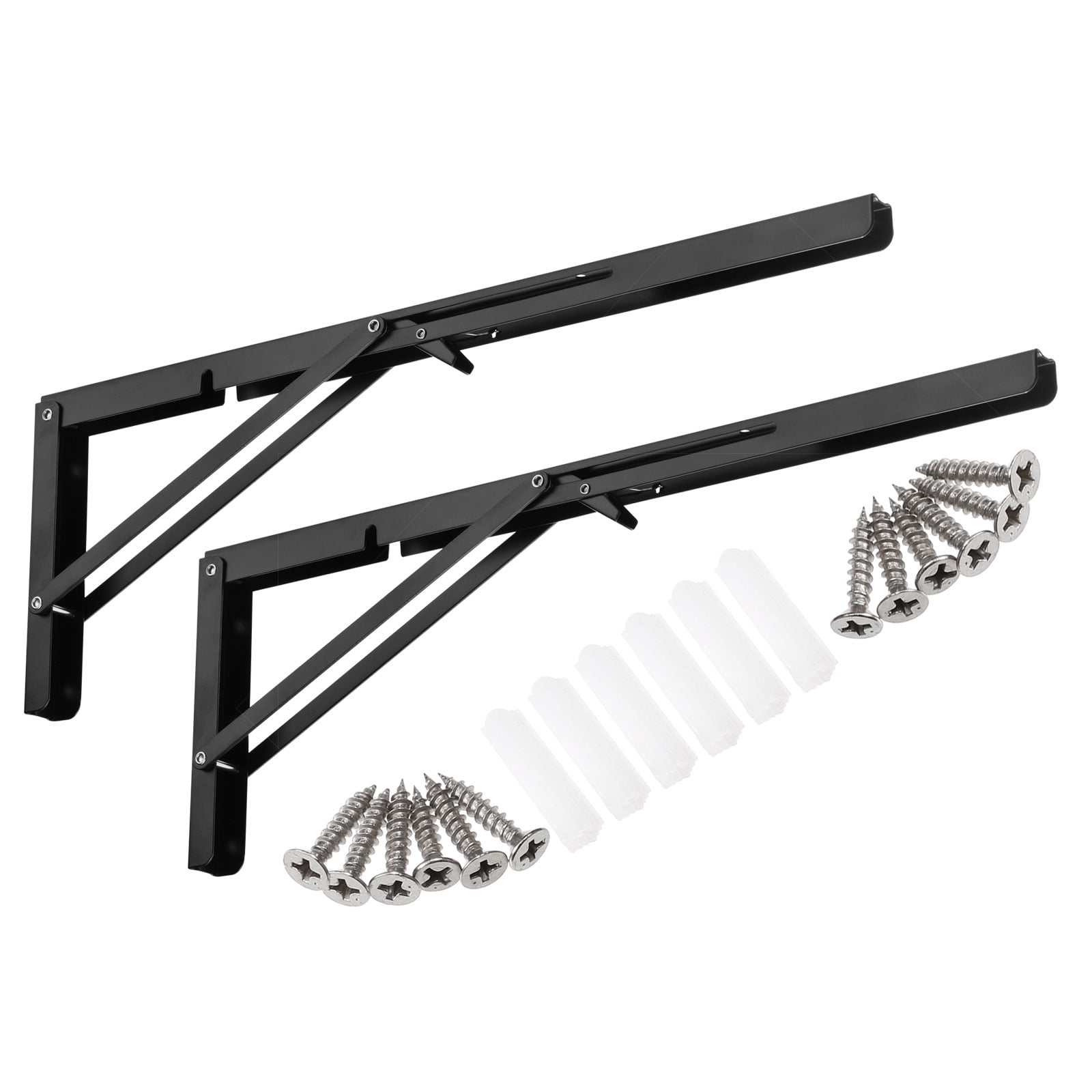 Uxcell 2 Pcs Folding Shelf Brackets, 20 Inch Iron Collapsible Shelf ...