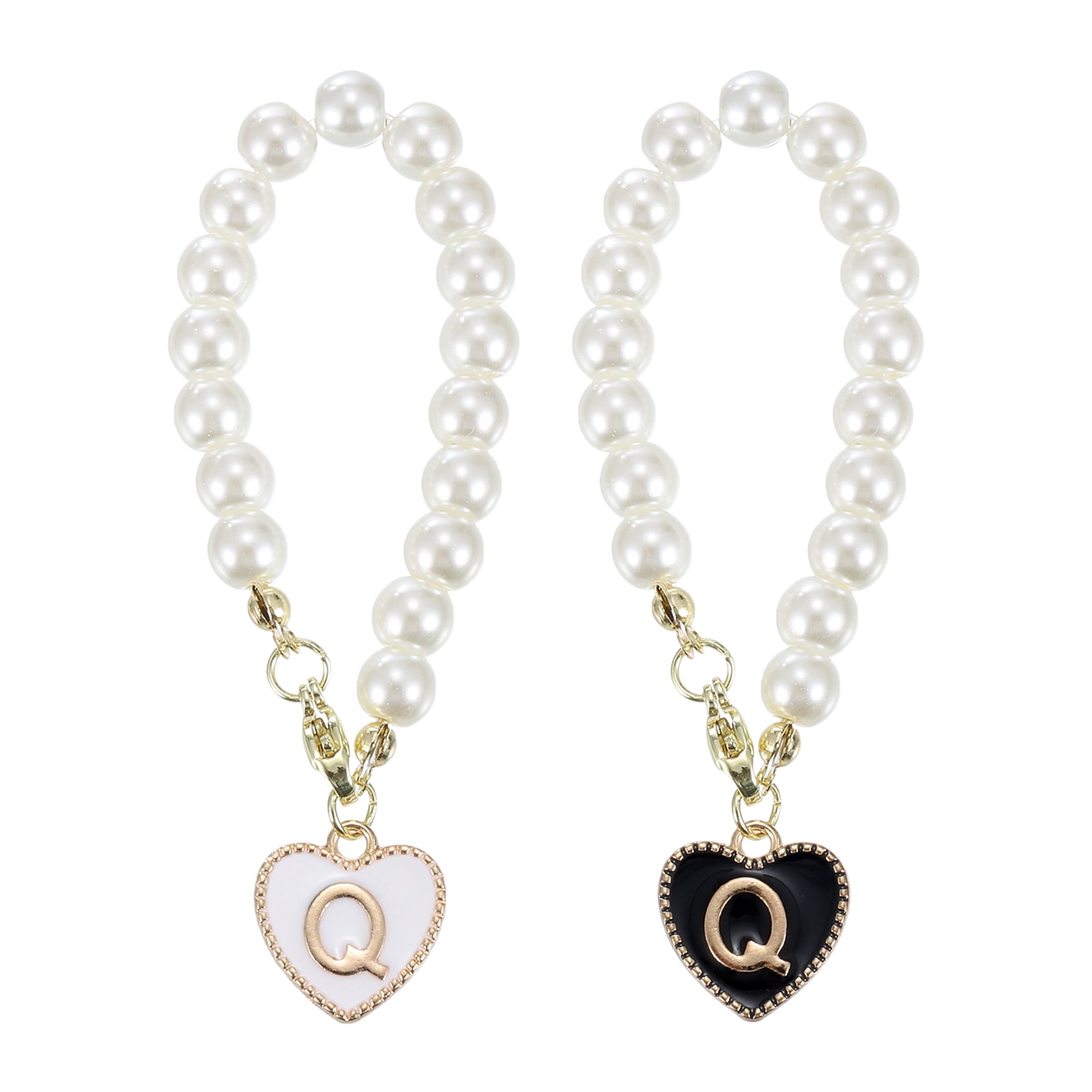 Uxcell 2 Pcs Heart Shaped Pearl Chain Q Letter Charm Accessories for ...