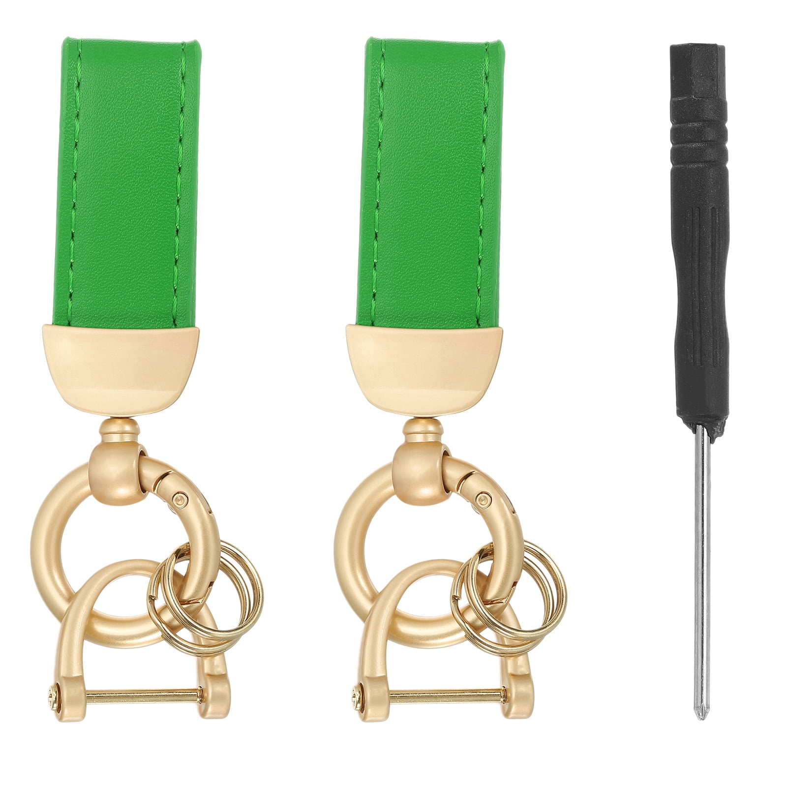Uxcell 2 Pcs Leather Keychain Universal Key Fobs with Anti-lost D-Ring ...
