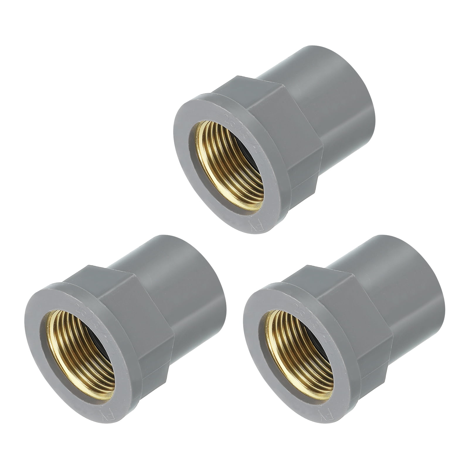 Uxcell 3 Pcs Pipe Fittings, 25mm 3/4 PT Brass Threaded Pipe Coupling ...