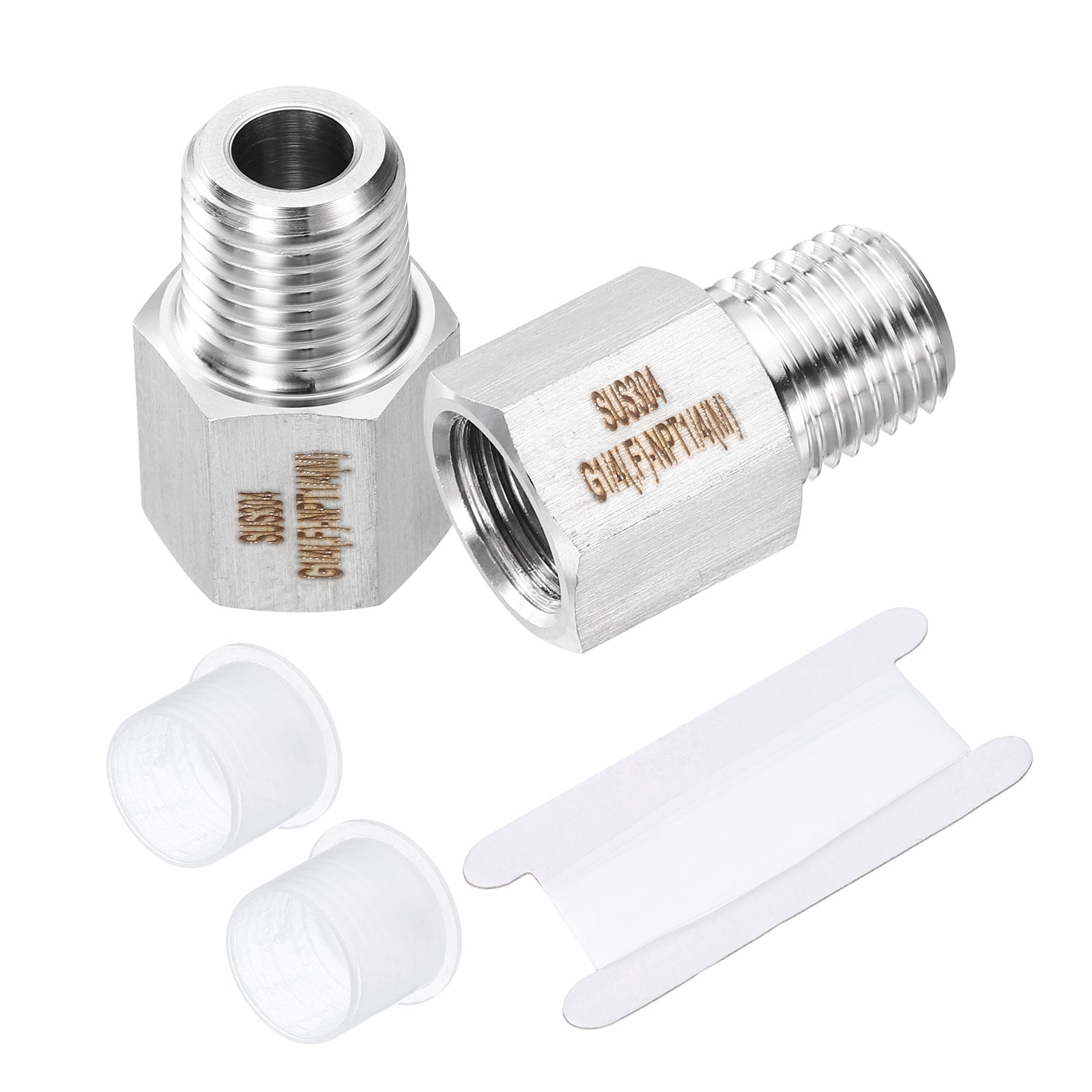 Uxcell 2 Pcs Pipe Fittings Reducer Adapter 1/4" NPT Male x 1/4" G ...