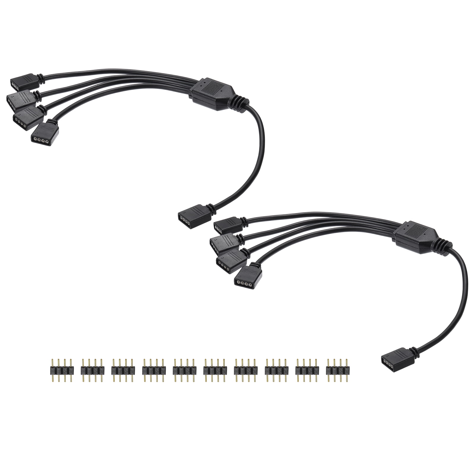 Uxcell 2 Pcs RGB Splitter Cable, 12V 12" 4 Pin 1 to 4 Female to Female ...