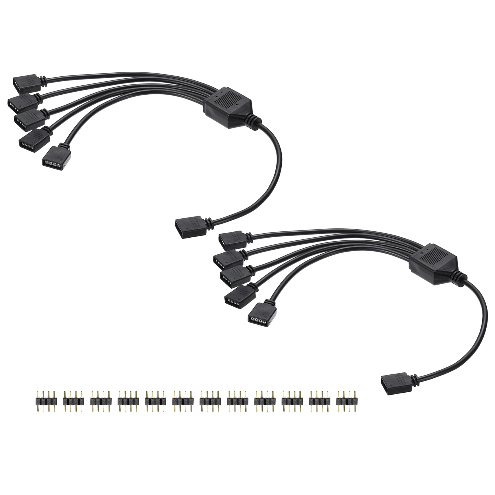 Uxcell 2 Pcs RGB Splitter Cable, 12V 12" 4 Pin 1 to 5 Female to Female ...