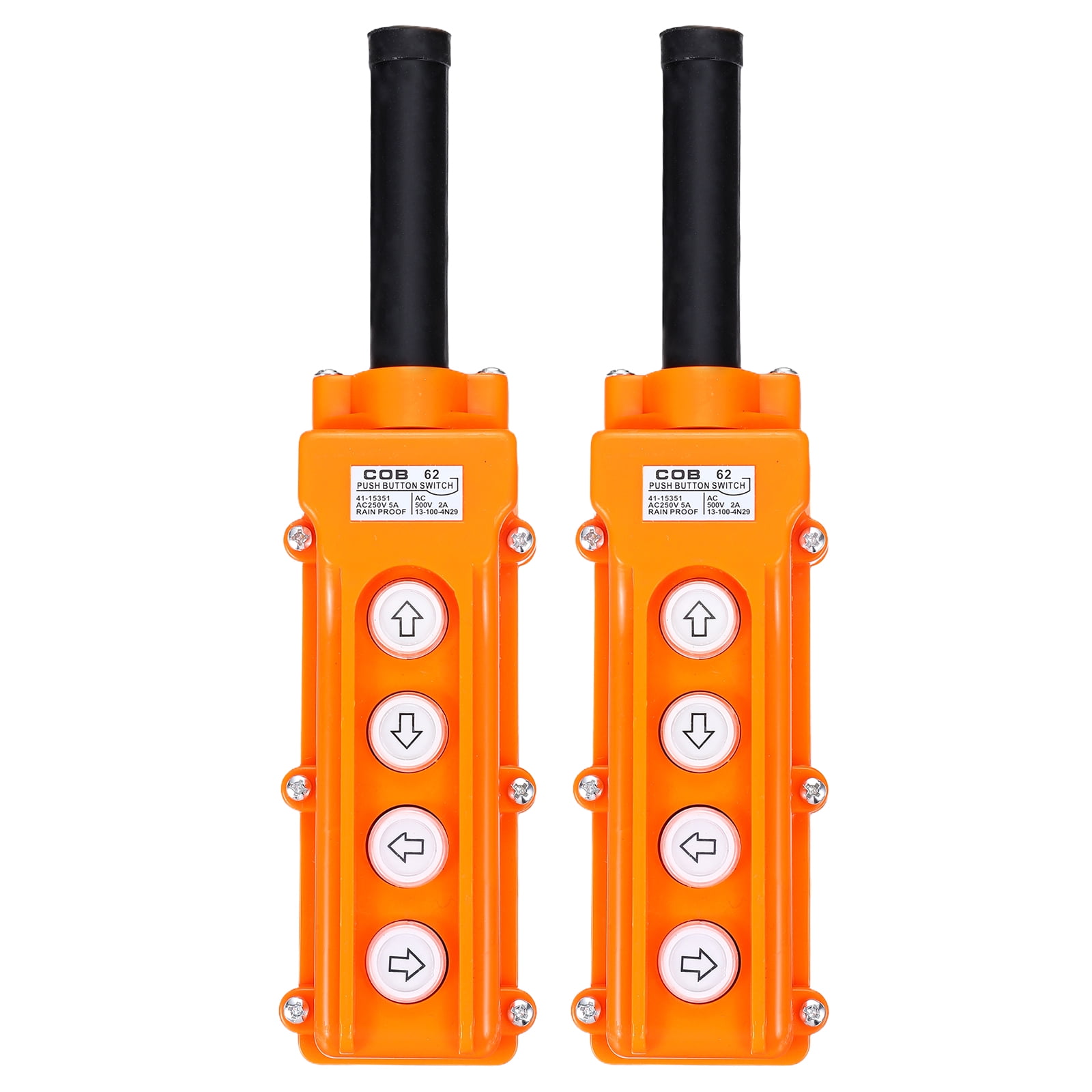 Uxcell 2 Pcs Rain Proof Hoist Crane Push Button Switch, Up Down Left ...
