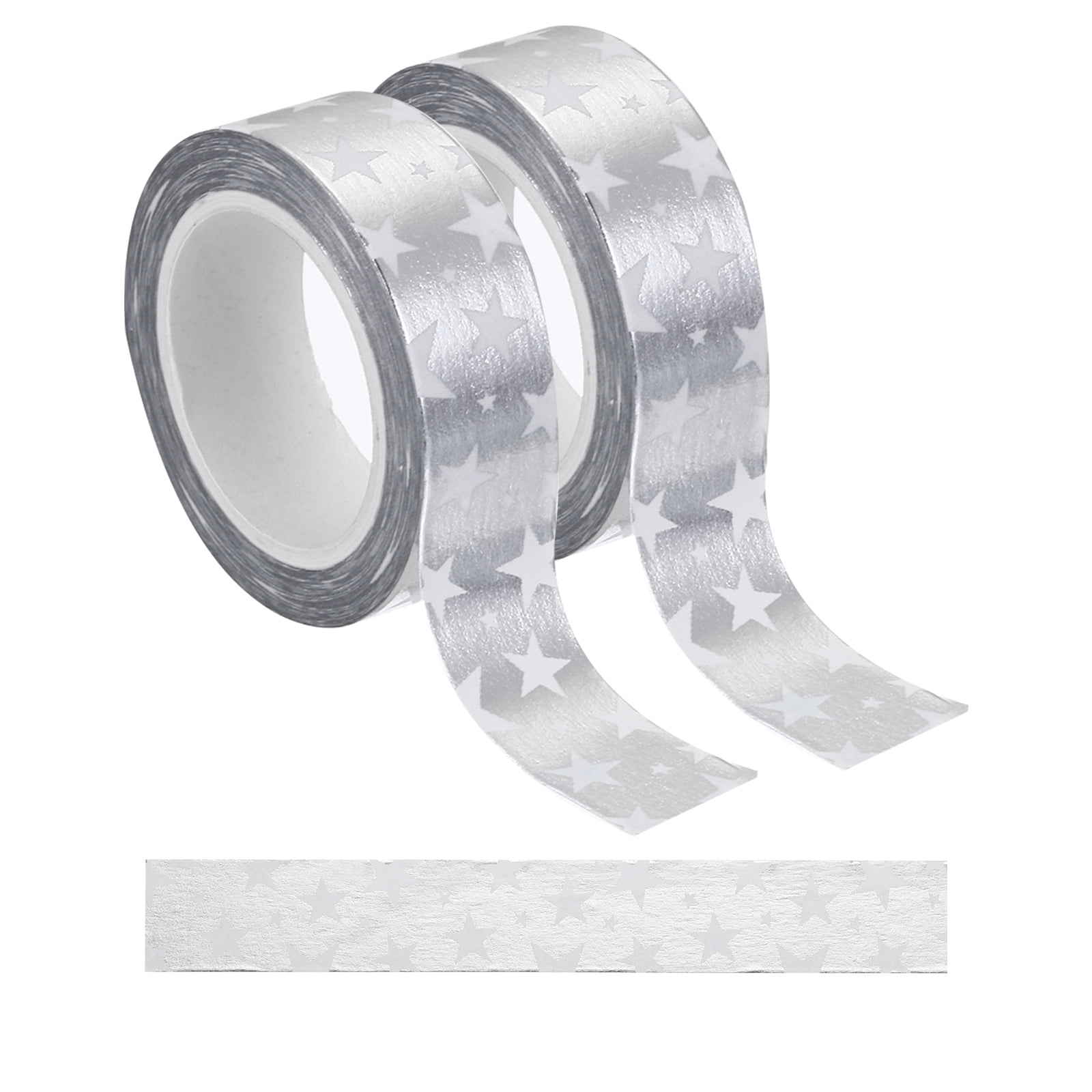 Uxcell 2 Pcs Silver Washi Tape, 0.6" x 33ft Self Adhesive Star Pattern ...