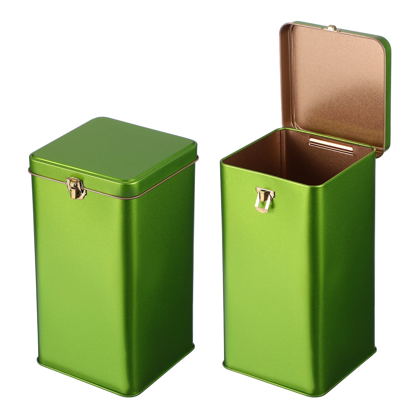 Uxcell 2 Pcs Square Tin Can, Metal Empty Storage Container Tinplate Tea ...
