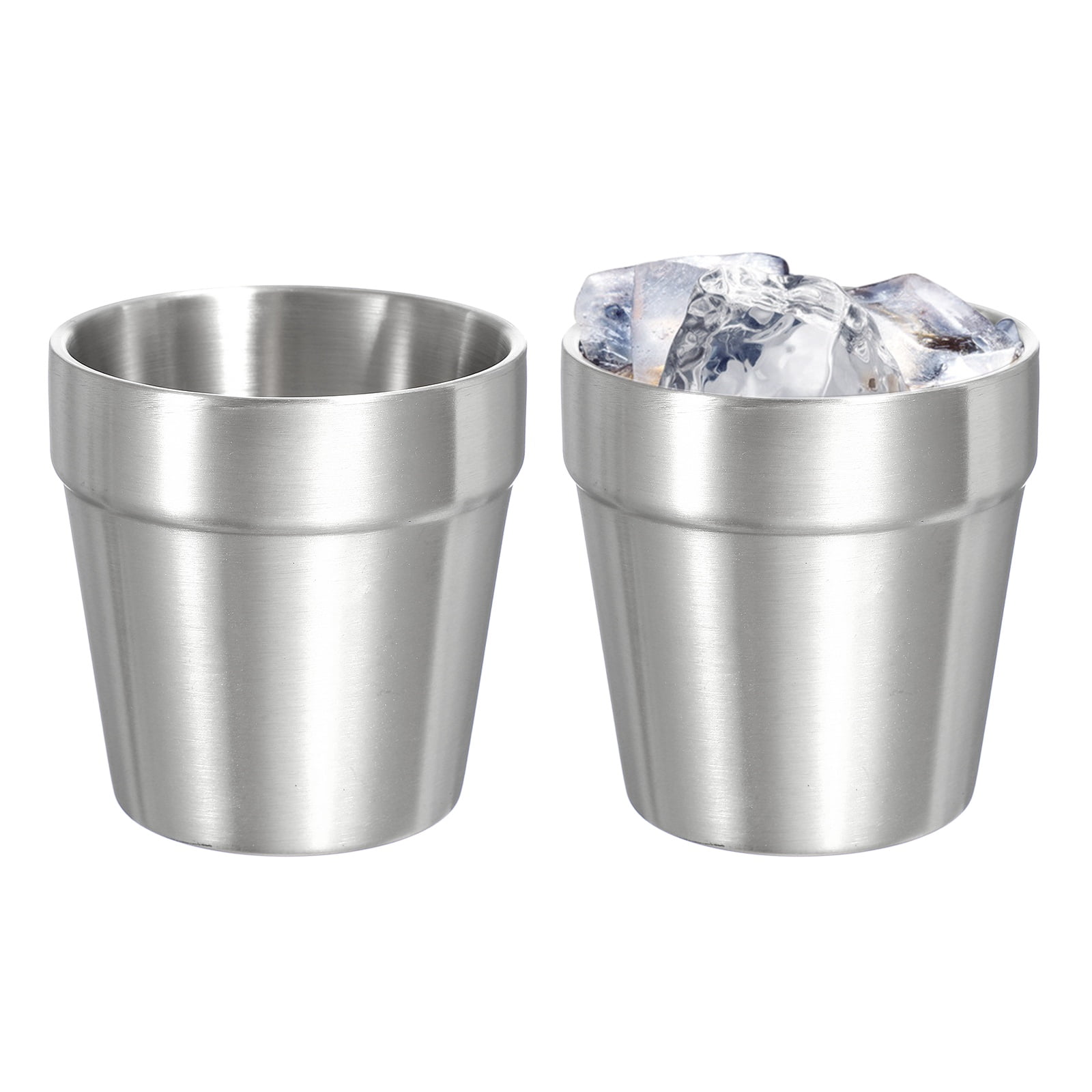 Uxcell 2 Pcs Stainless Steel Cups, 6oz/175ml Metal Cups Tiered ...