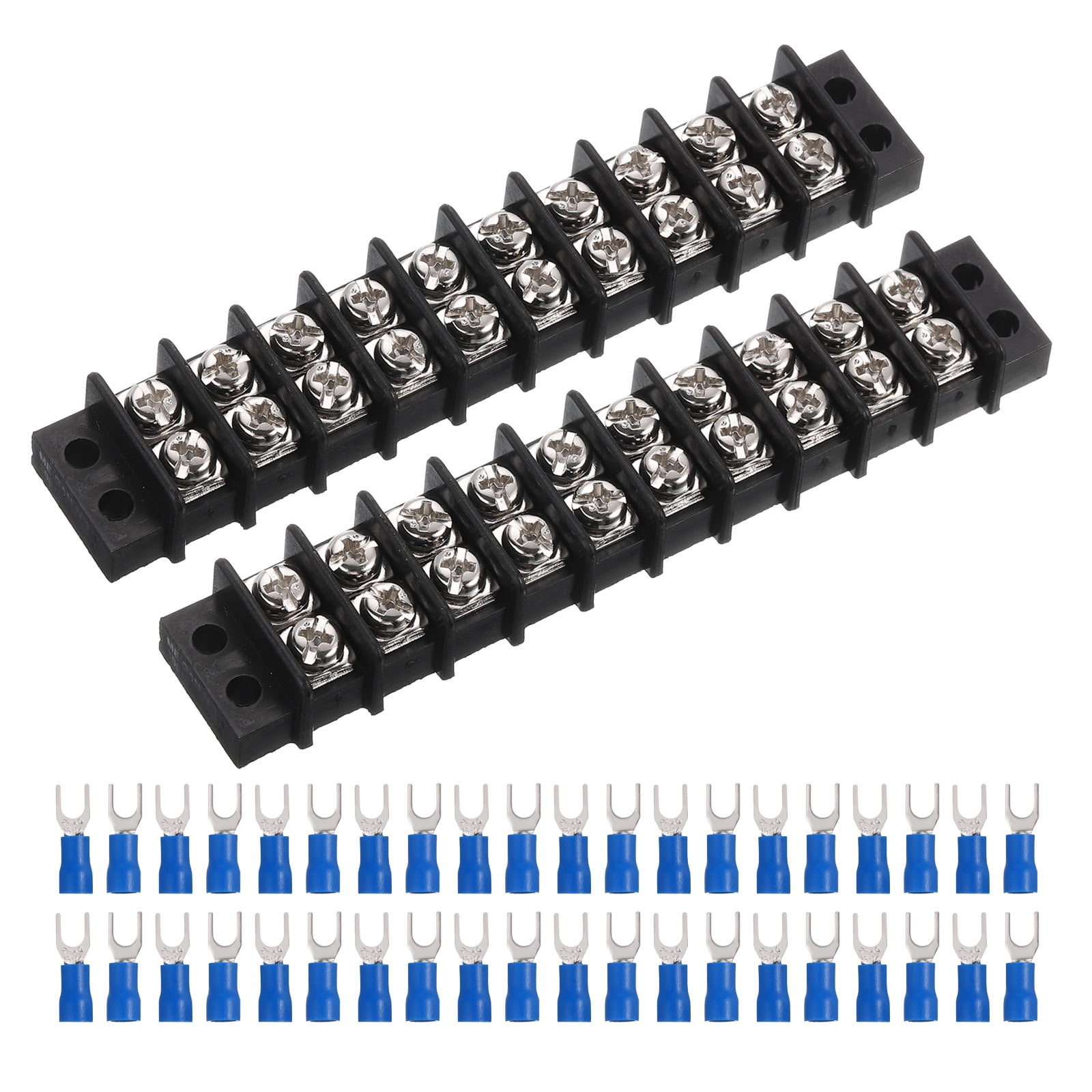 Uxcell 2 Pcs Terminal Block 200-450V 20-30A Dual Rows 10P DIN Dual Row ...