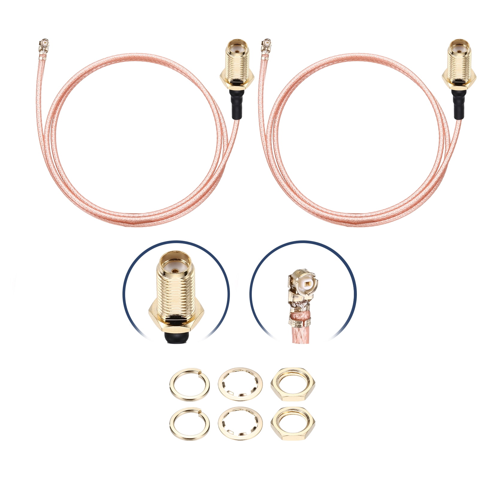 Uxcell 2 Pcs U.F.L1 to SMA Femalee Coax Cable, 20''/50cm SMA Female to ...