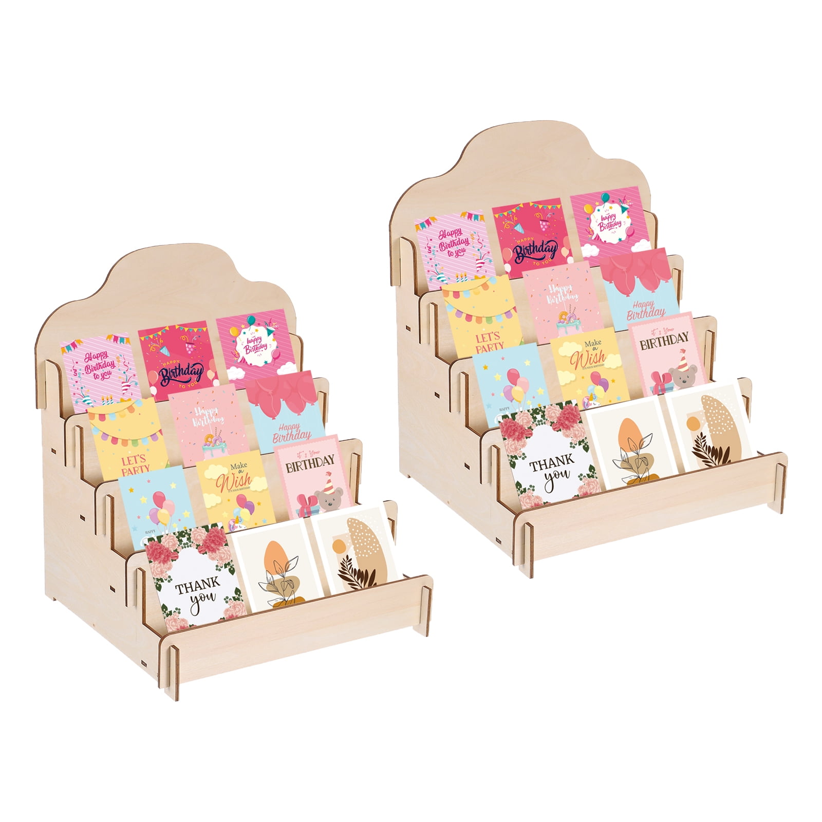 Uxcell 2 Pcs Wooden Card Display Stand Organizer Sticker Display Stand ...