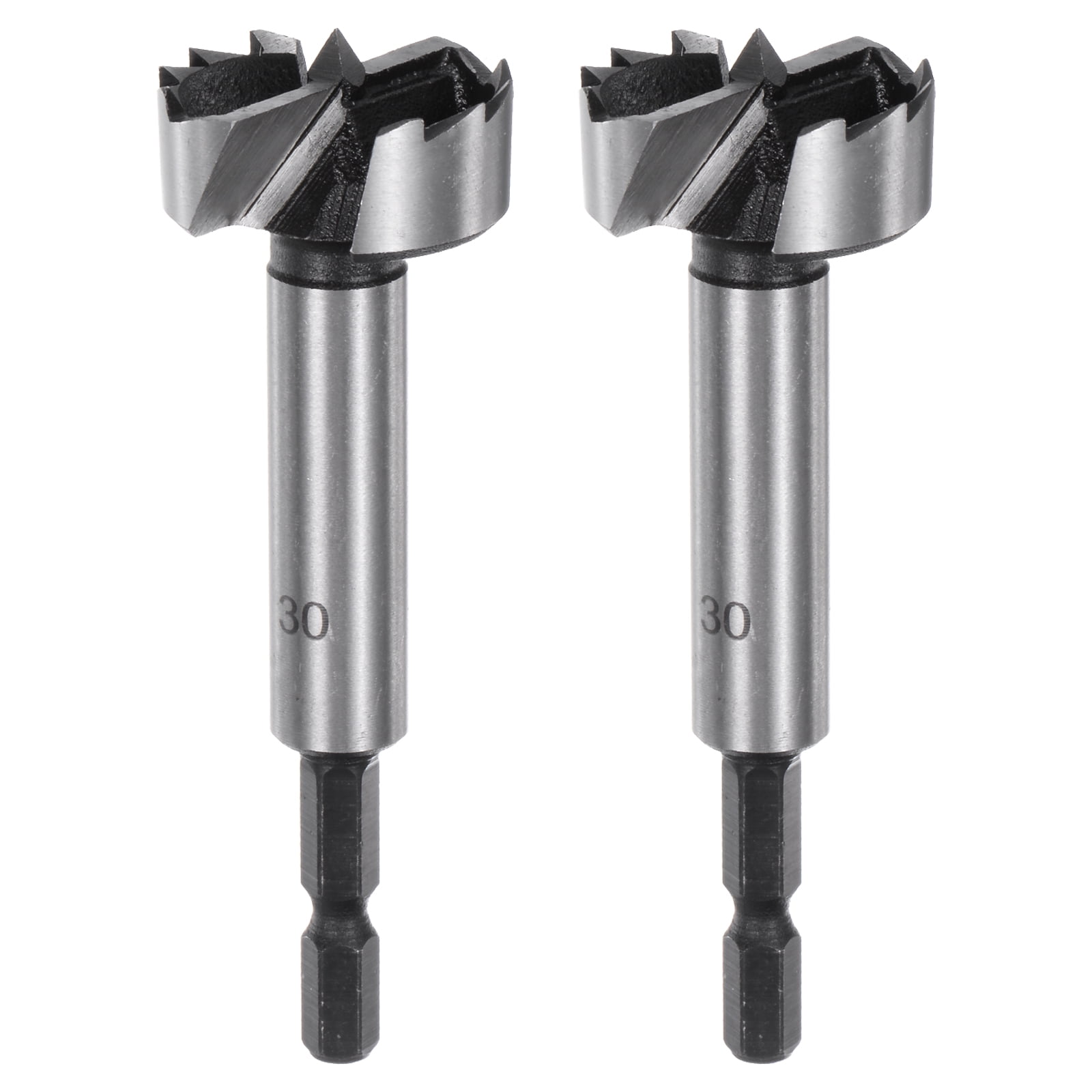 Uxcell 2 Pieces Forstner Drill Bit 30mm (1-3/16") Dia 1/4" Hex Shank Multi-Tooth Wood Hinge ...