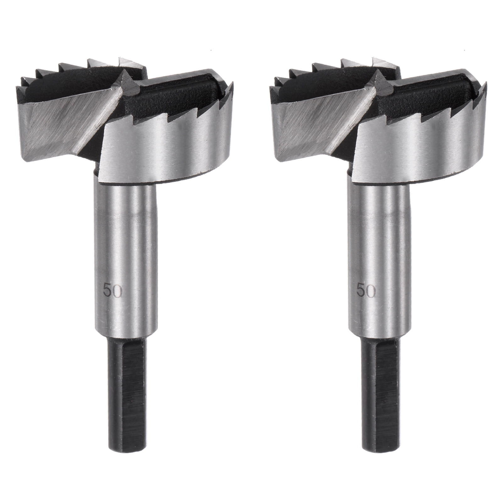 Uxcell 2 Pieces Forstner Drill Bit 45mm (1-25/32") Dia 13/32" Triangle Shank Multi-Tooth Wood ...