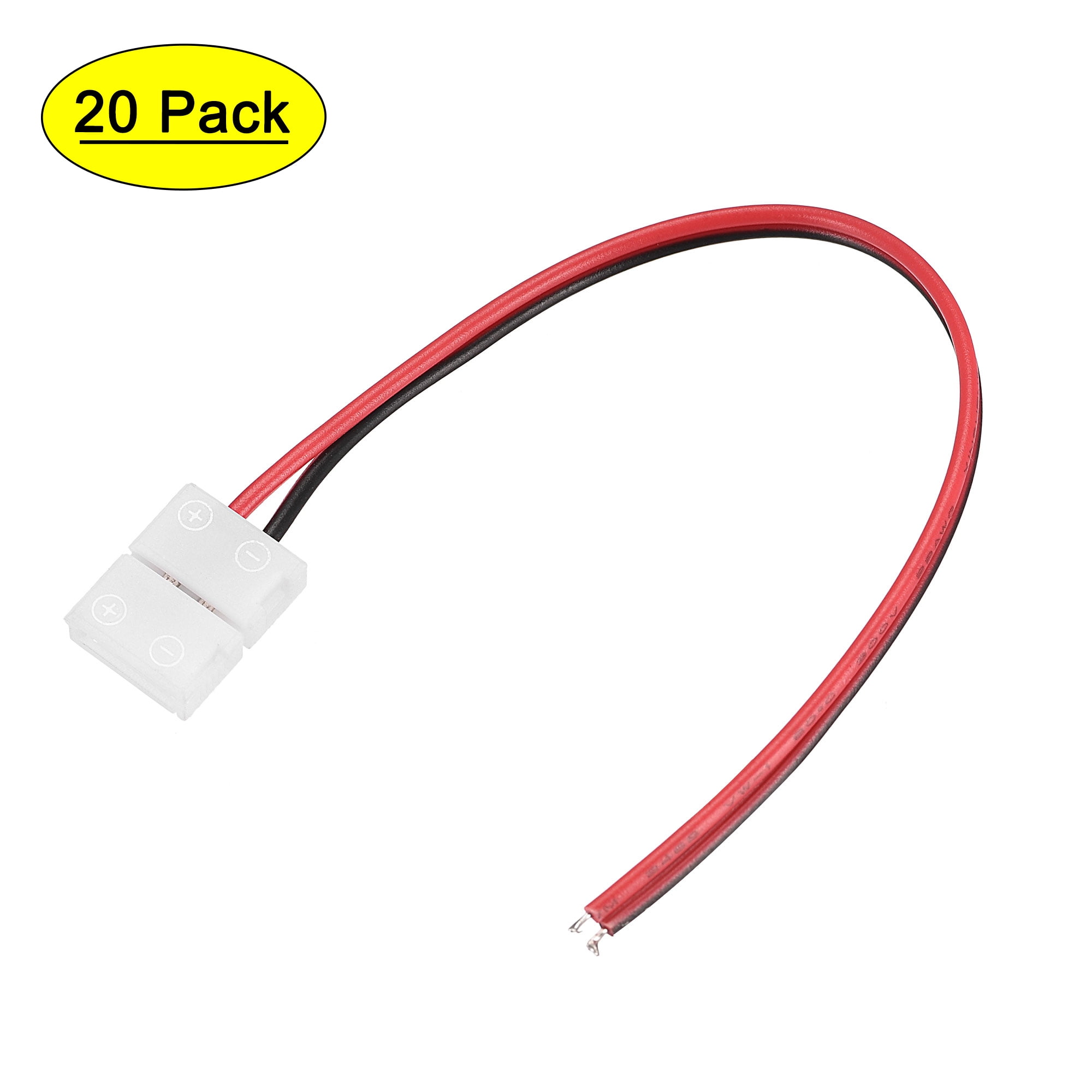 Uxcell 2 Pin 8mm Solderless LED Strip Light Jumper Cable 20Pack ...