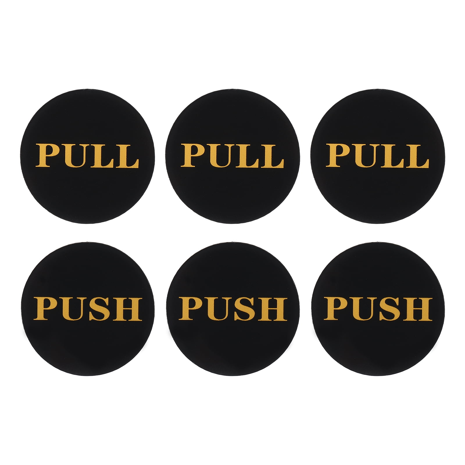 Uxcell 2" Push Pull Door Sign, 3 Pairs Acrylic Self-Adhesive Back Round ...