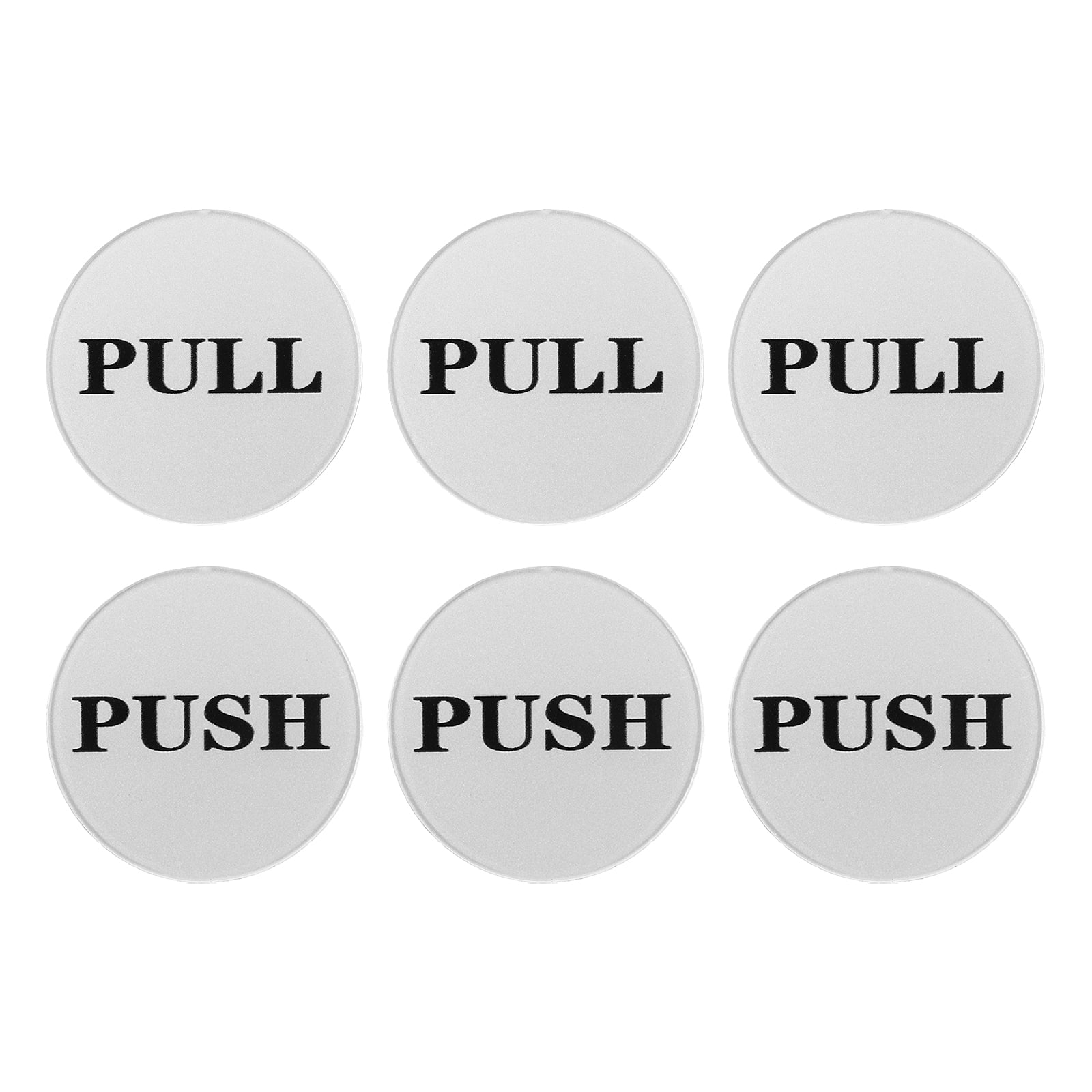 Uxcell 2" Push Pull Door Sign, 3 Pairs Acrylic Self-Adhesive Back Round ...