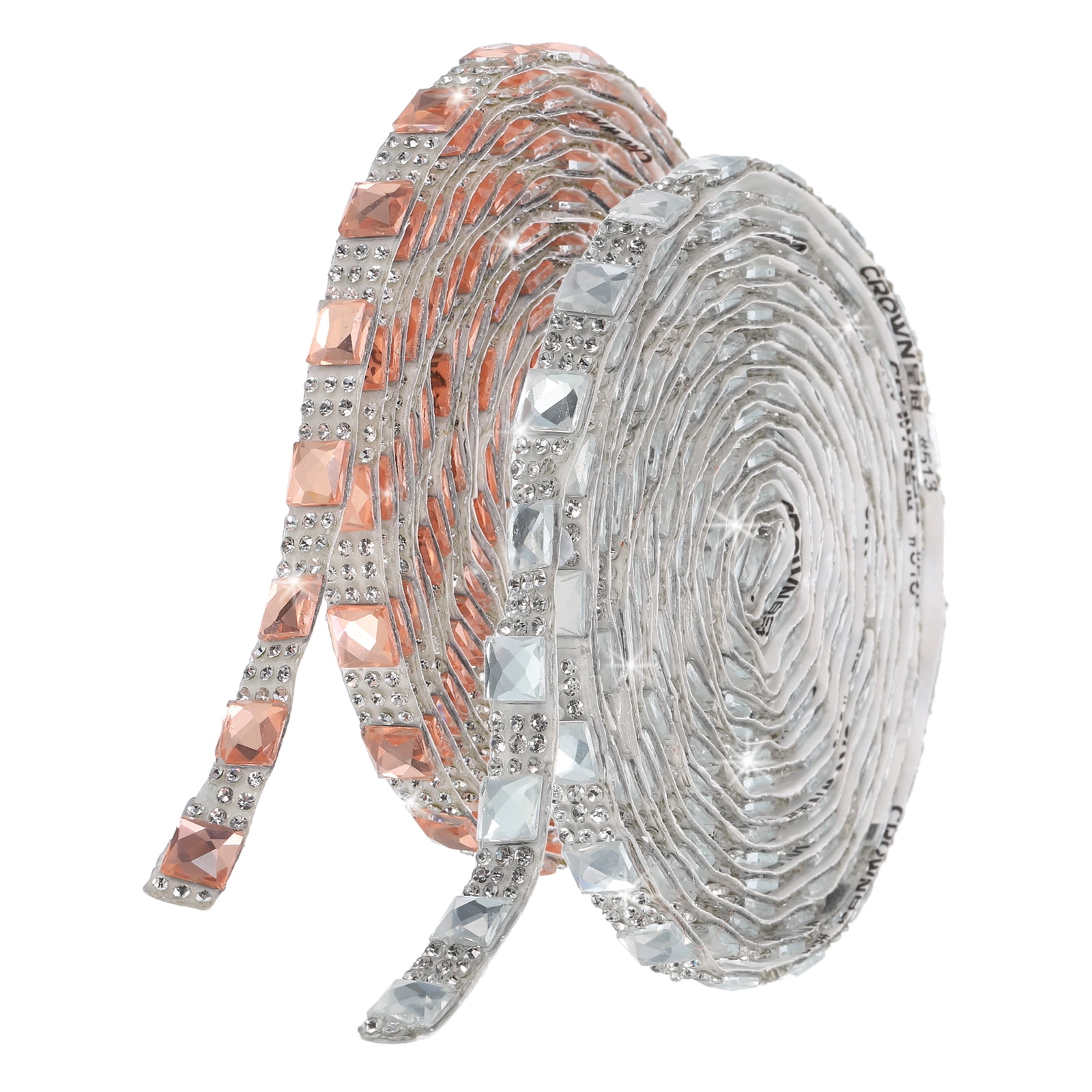 Uxcell 2 Roll 3 Yard 8mm Self Adhesive Rhinestone Ribbon 2 Style Bling ...