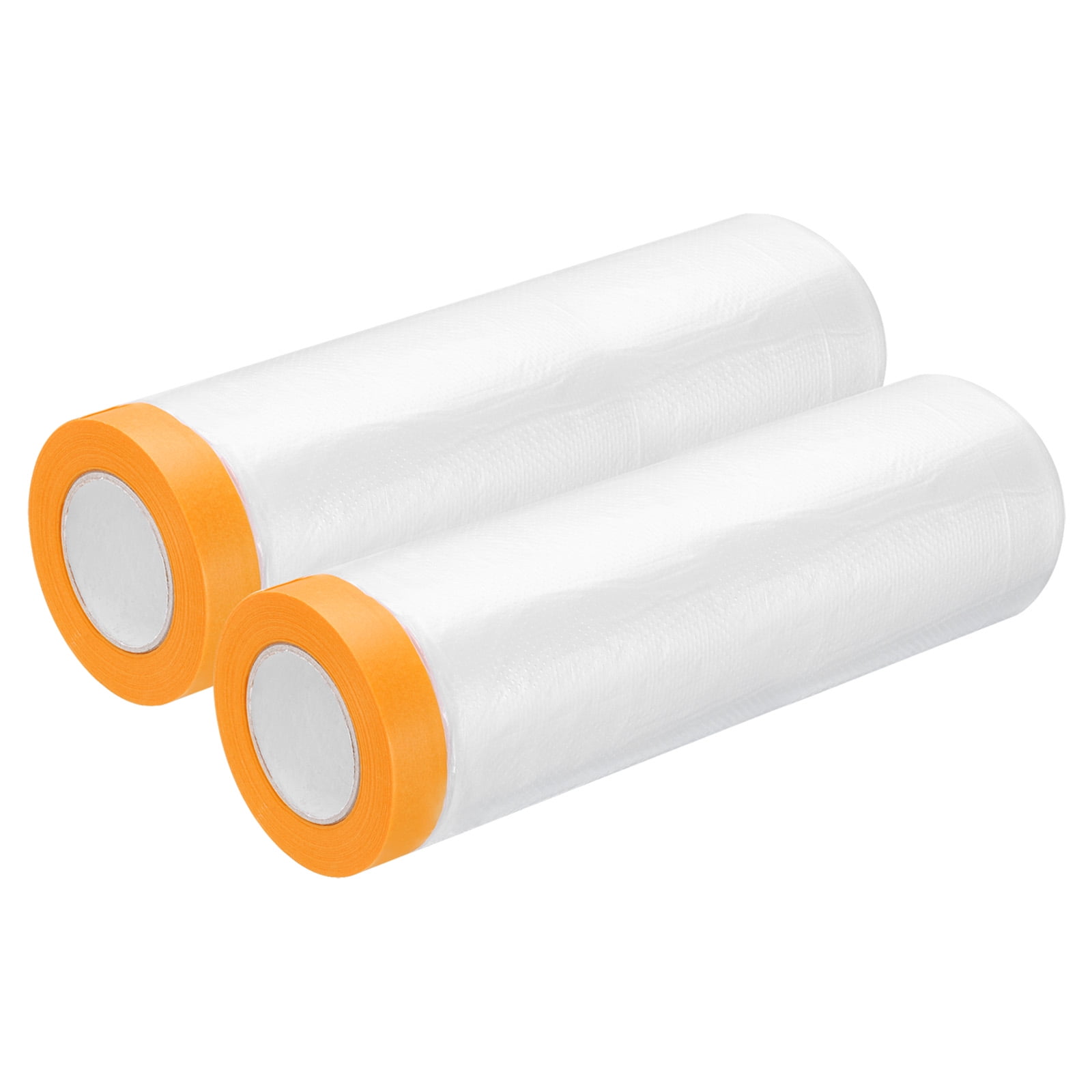 Uxcell 2 Rolls Painters Plastic With Tape, 12 x 52 Ft Pre-Taped Masking ...