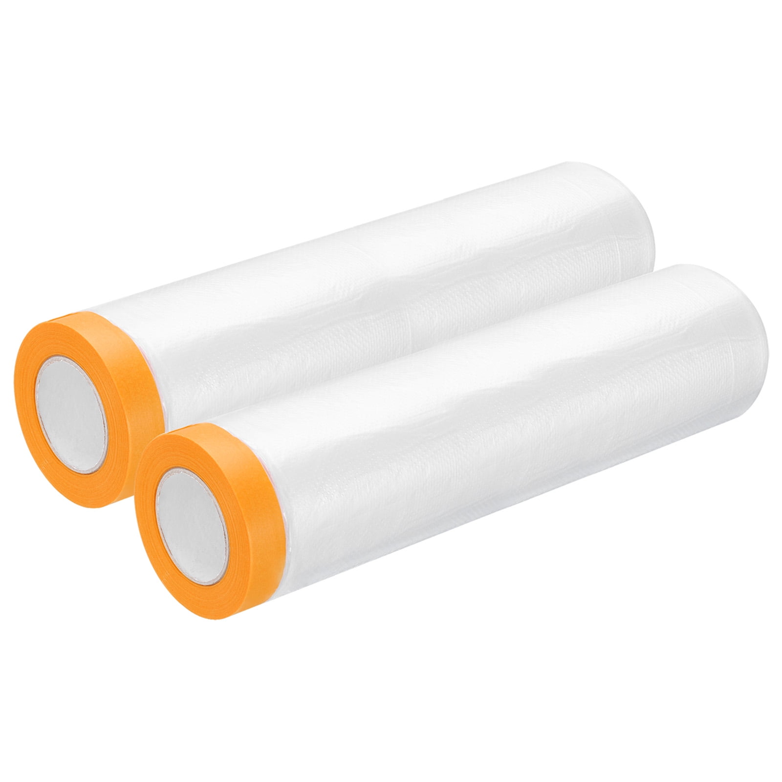 Uxcell 2 Rolls Painters Plastic With Tape, 15 x 52 Ft Pre-Taped Masking ...