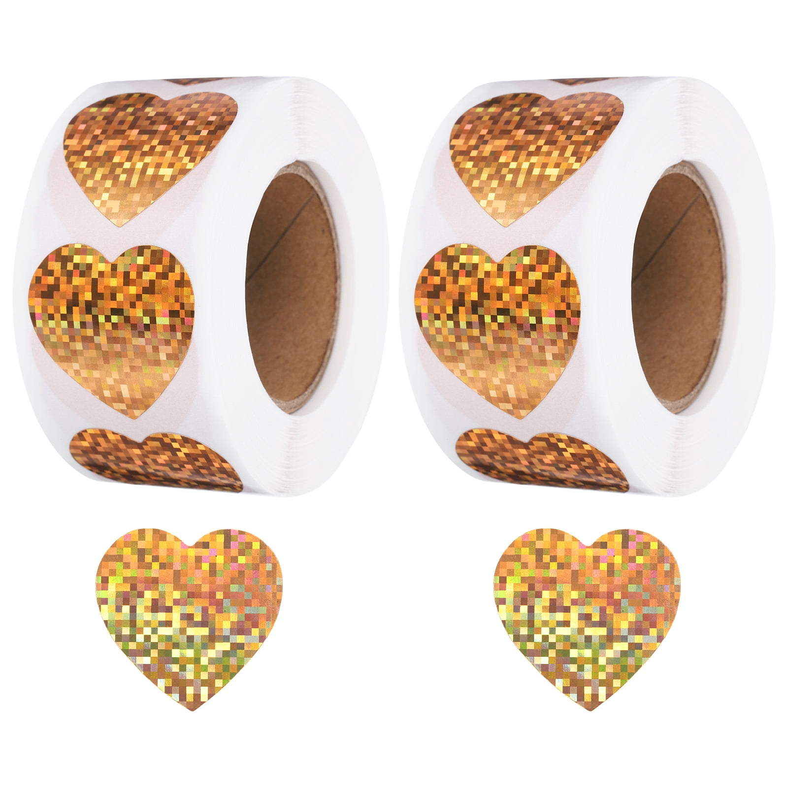 Uxcell 2 Rolls Shiny Love-Shaped Stickers 1 Inch Self-Adhesive Label ...
