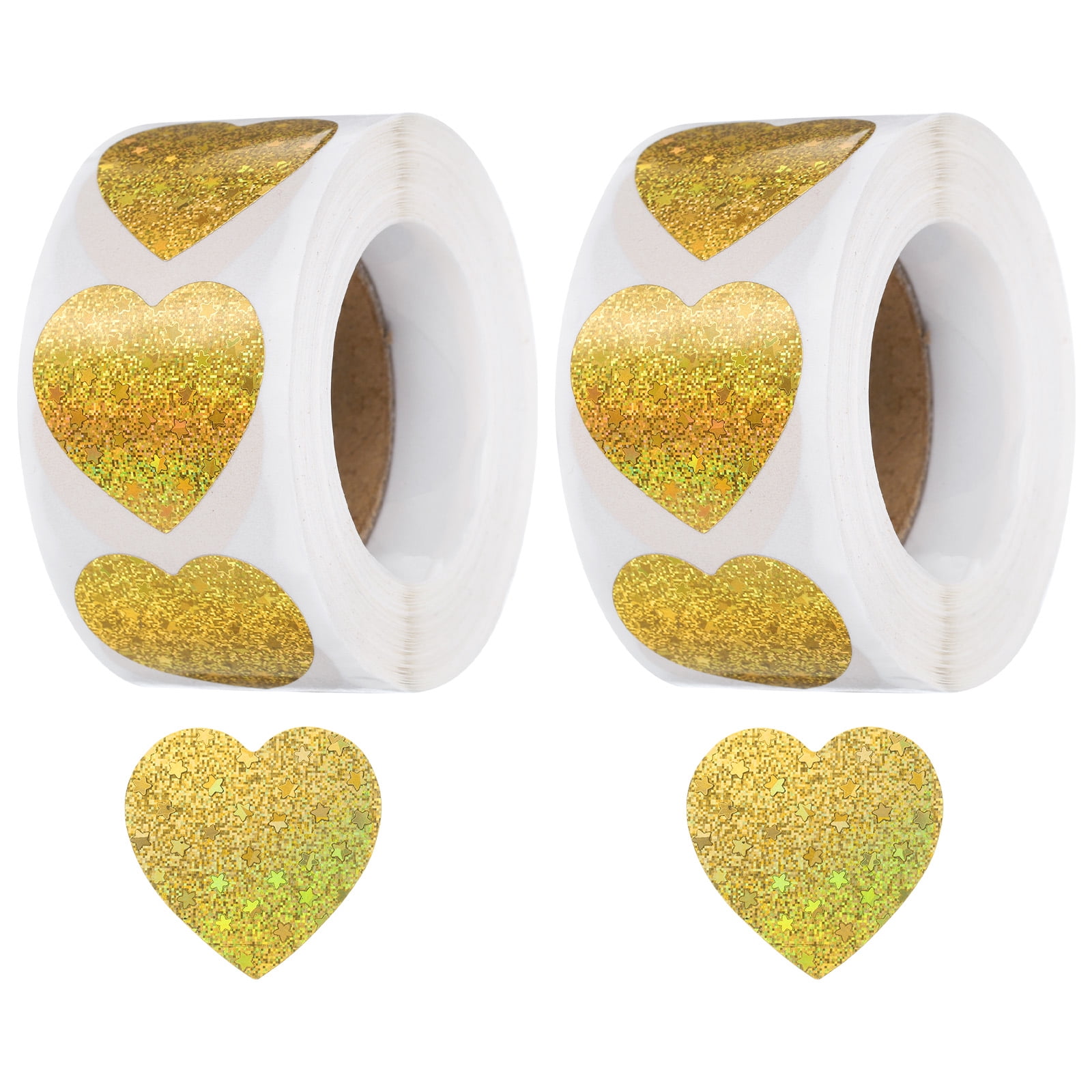 Uxcell 2 Rolls Shiny Love-Shaped Stickers 1 Inch Self-Adhesive Label ...