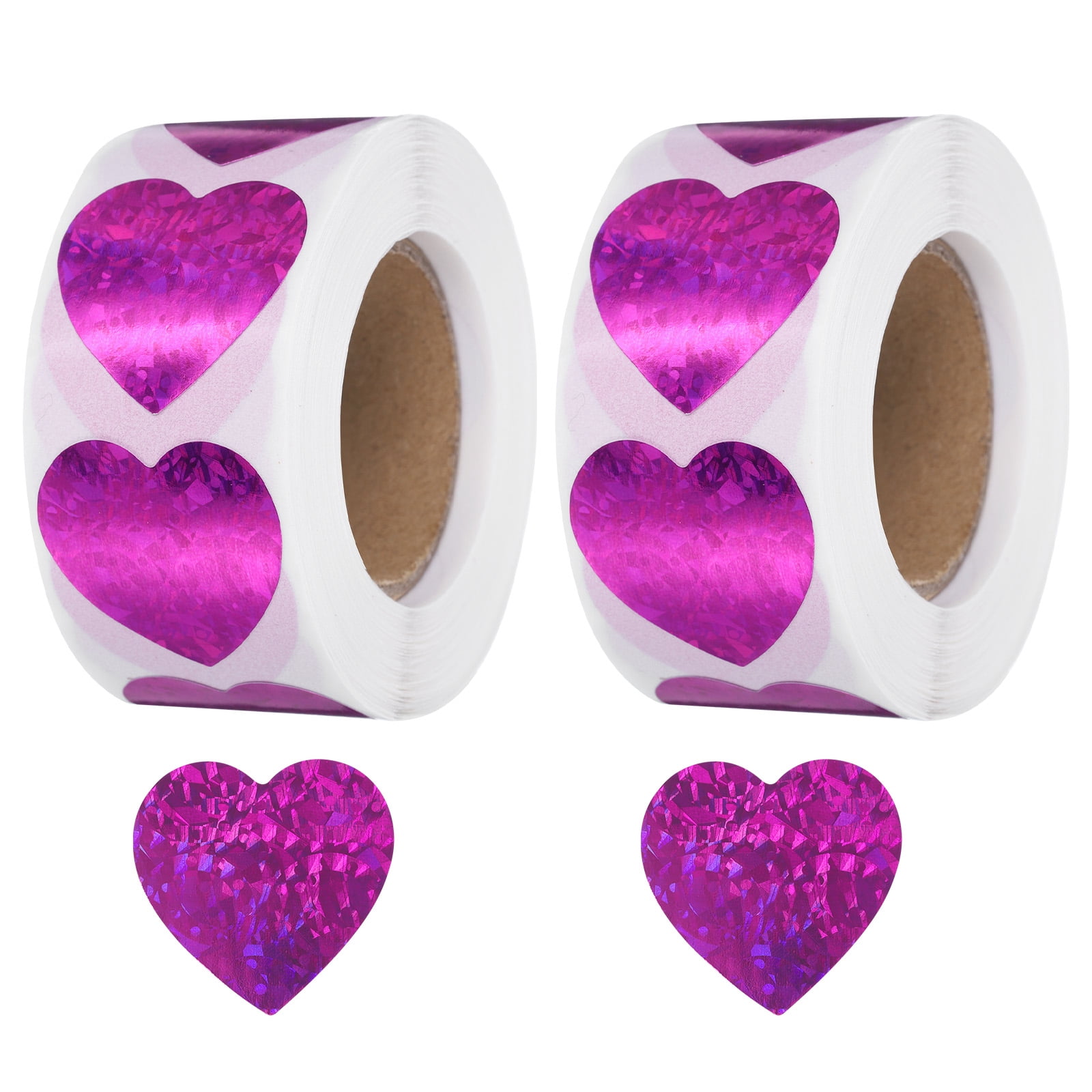 Uxcell 2 Rolls Shiny Love-Shaped Stickers 1 Inch Self-Adhesive Label ...