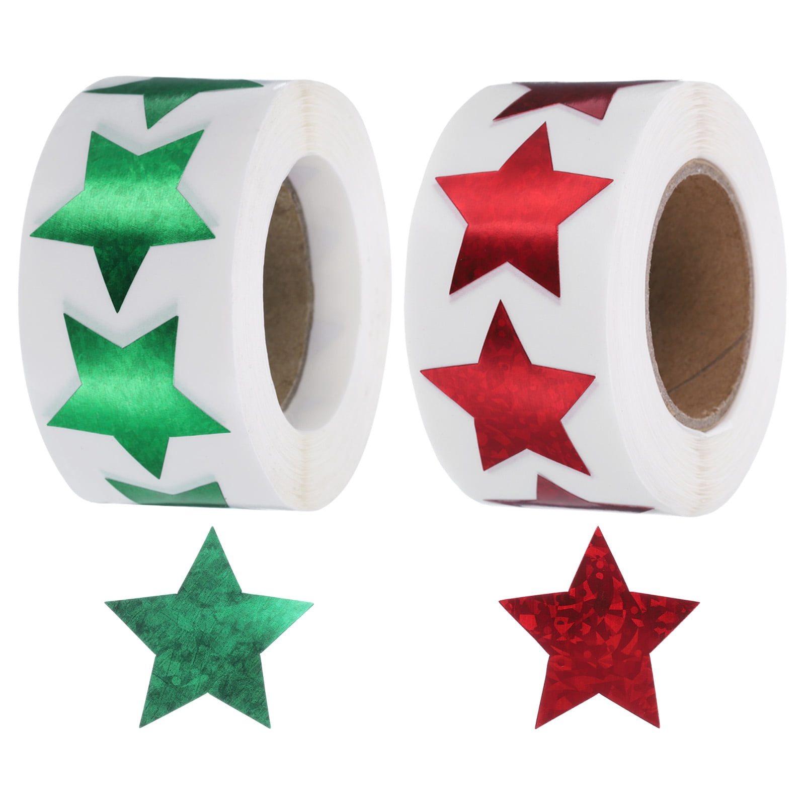 Uxcell 2 Rolls Shiny Star-Shaped Stickers 1 Inch Self-Adhesive Label ...