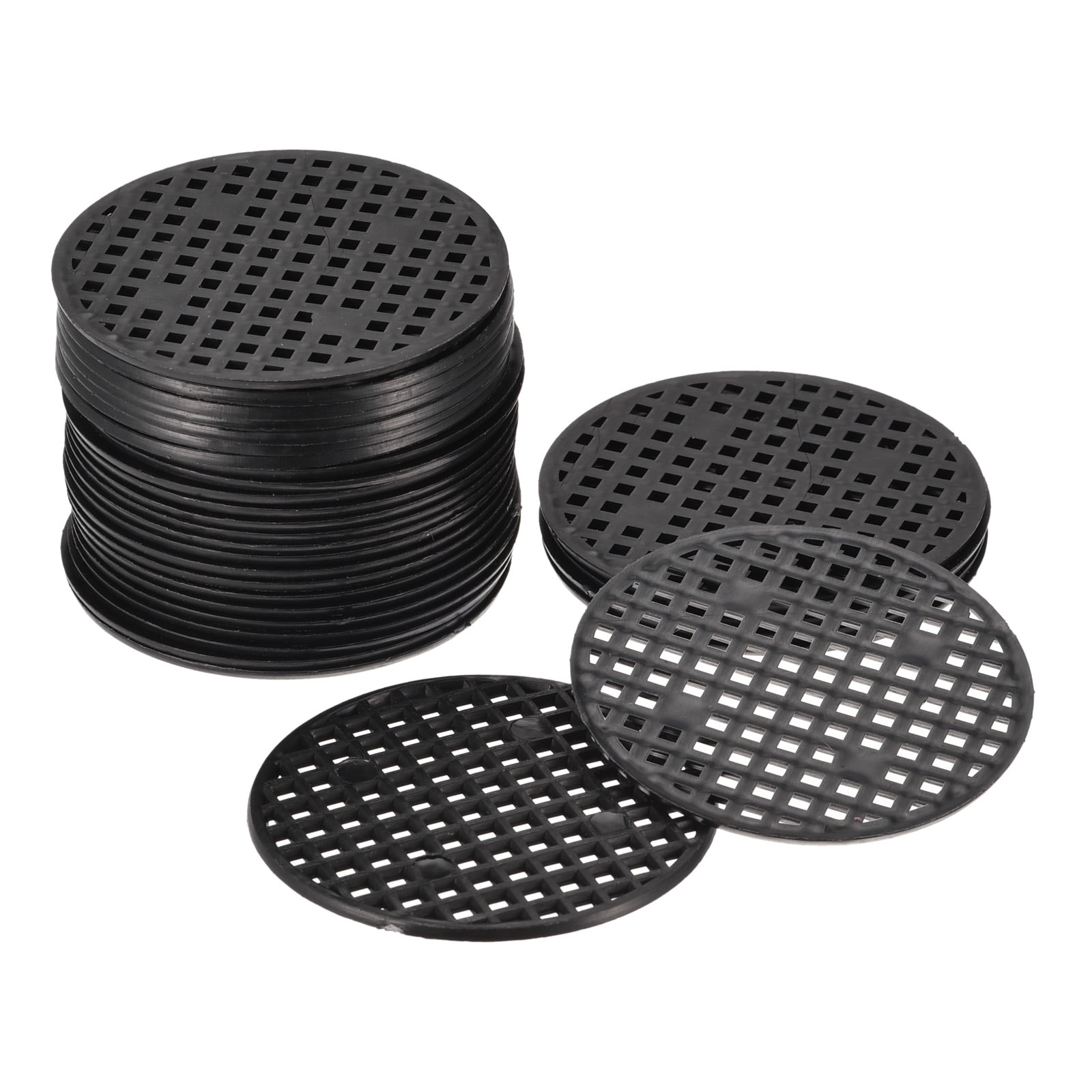 Uxcell 2" Round Flowerpot Hole Mesh Pad Grid Screen Mat Plastic Black ...