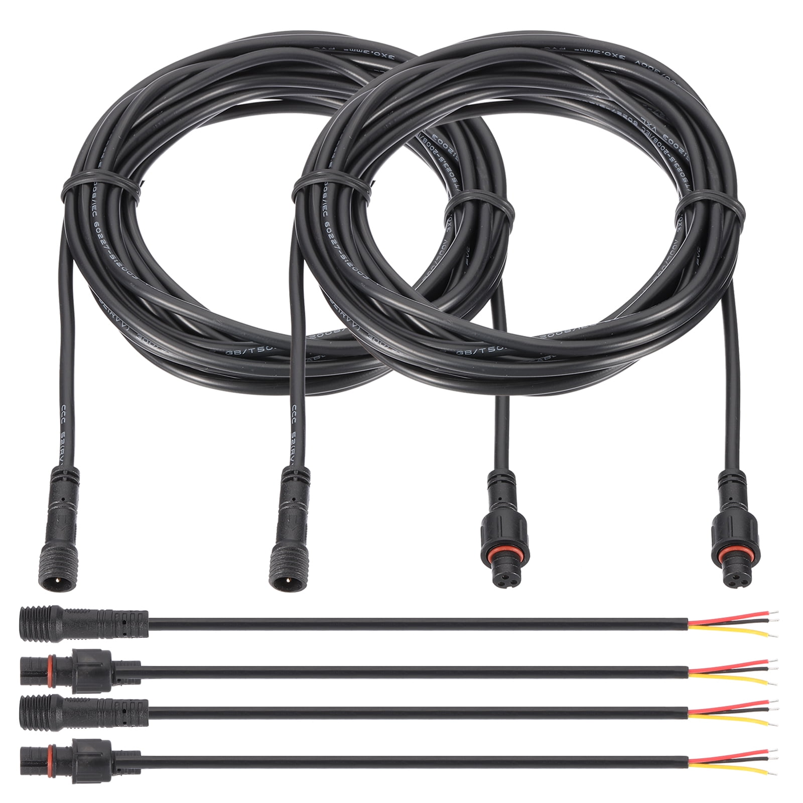 Uxcell 2 Set 16.4Ft 22AWG IP67 3 Pin Extension Cable Wire with 7.87 ...