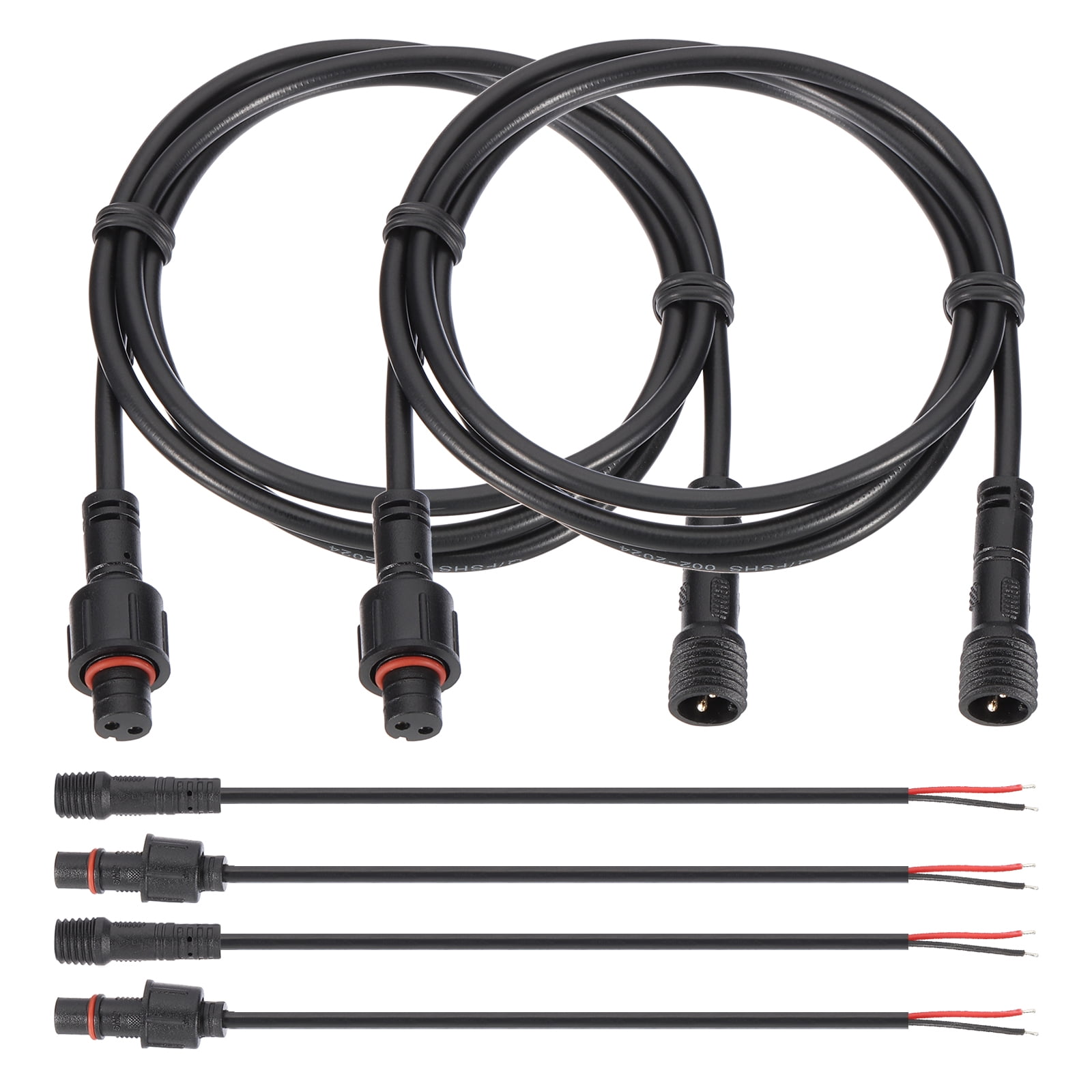 Uxcell 2 Set 3.28Ft 22AWG IP67 2 Pin Extension Cable Wire with 7.87 ...