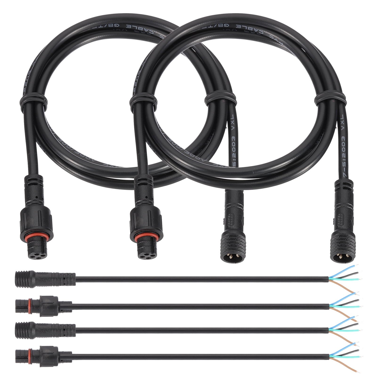 Uxcell 2 Set 3.28Ft 22AWG IP67 4 Pin Extension Cable Wire with 7.87 ...