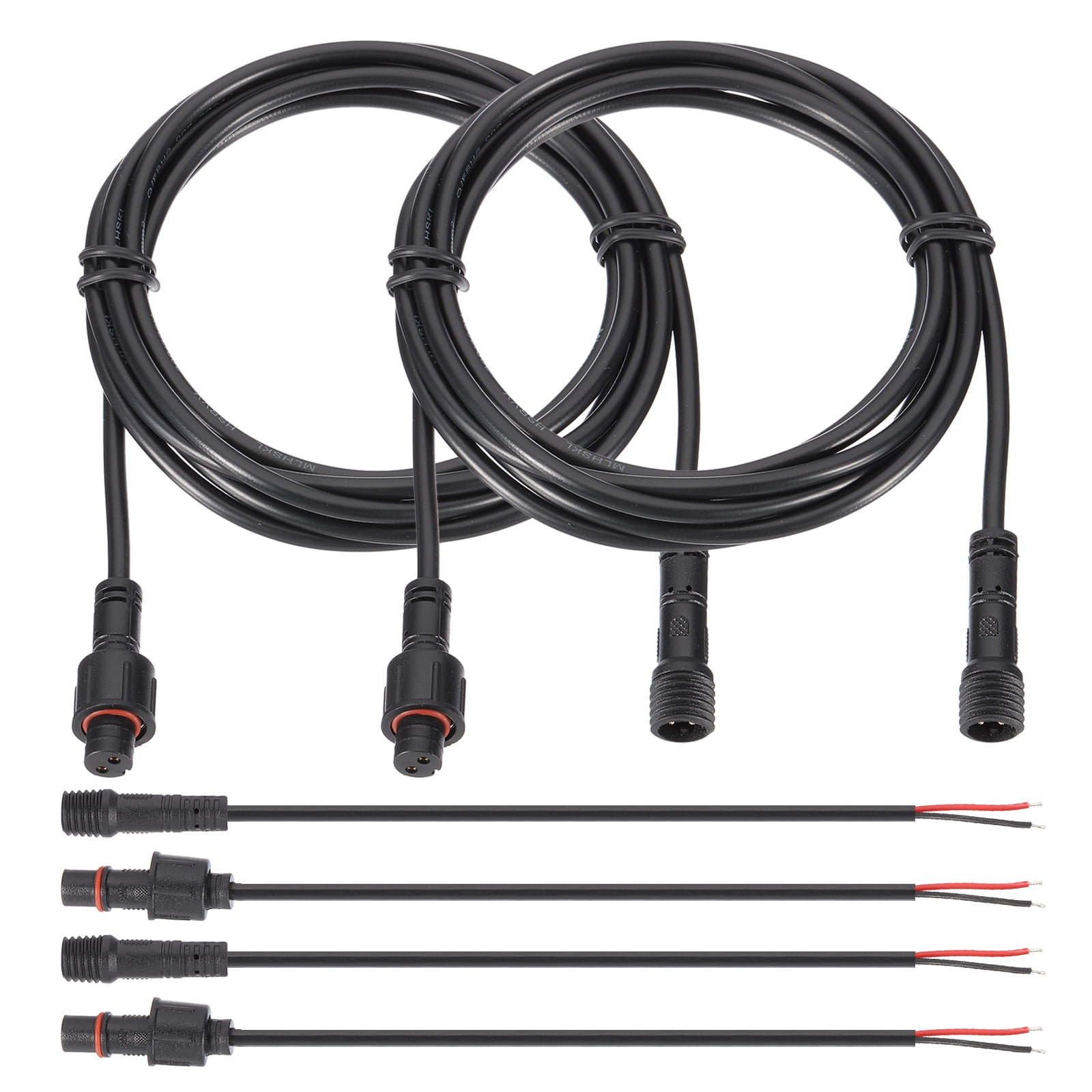Uxcell 2 Set 6.56Ft 22AWG IP67 2 Pin Extension Cable Wire with 7.87 ...