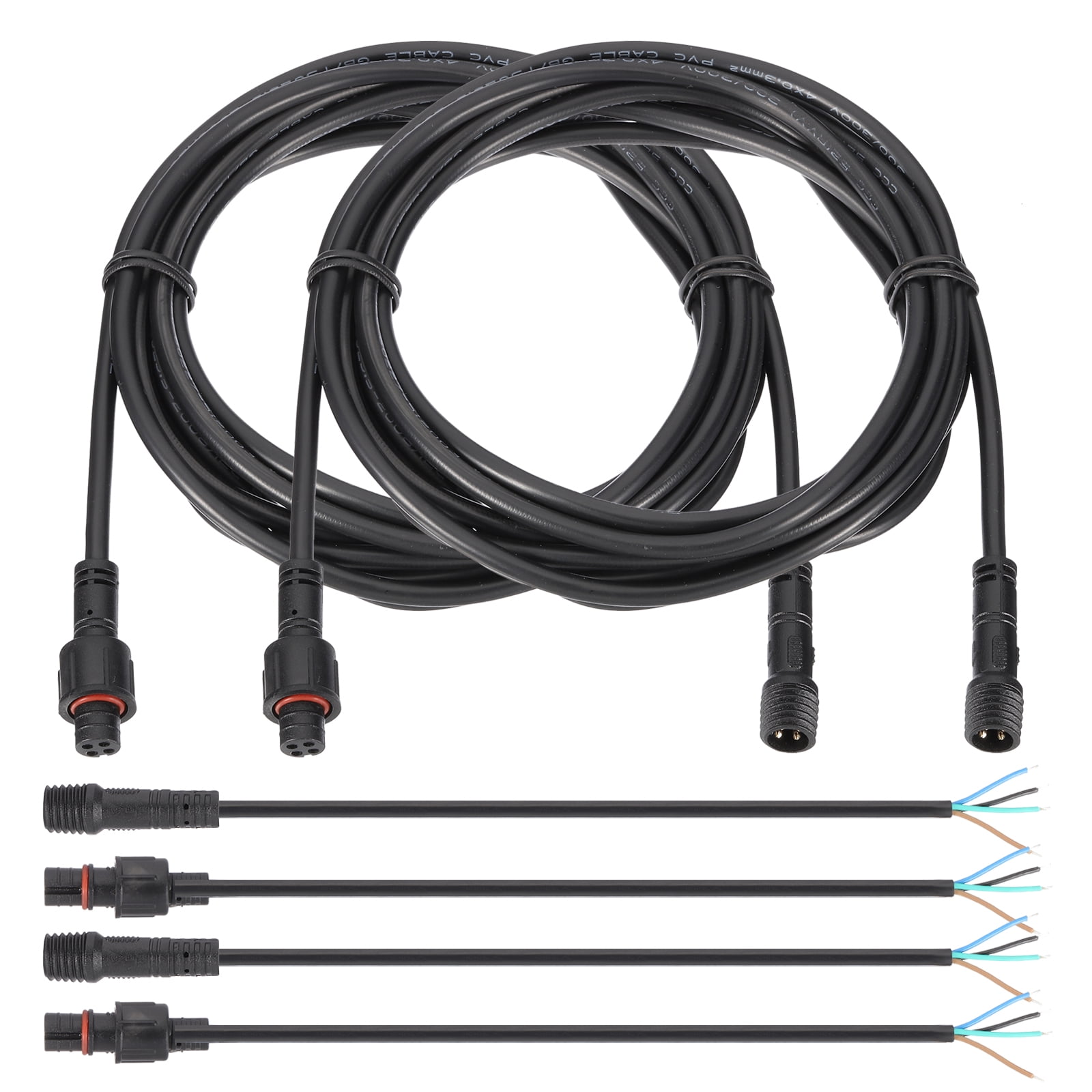 Uxcell 2 Set 9.84Ft 22AWG IP67 4 Pin Extension Cable Wire with 7.87 ...