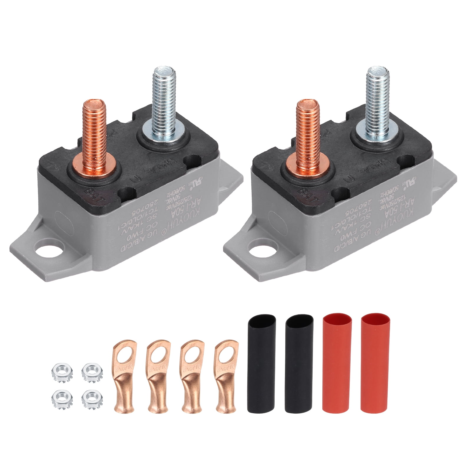 Uxcell 2 Set DC 50V AC 125/250V 50A Circuit Breaker, Auto Reset Stud ...