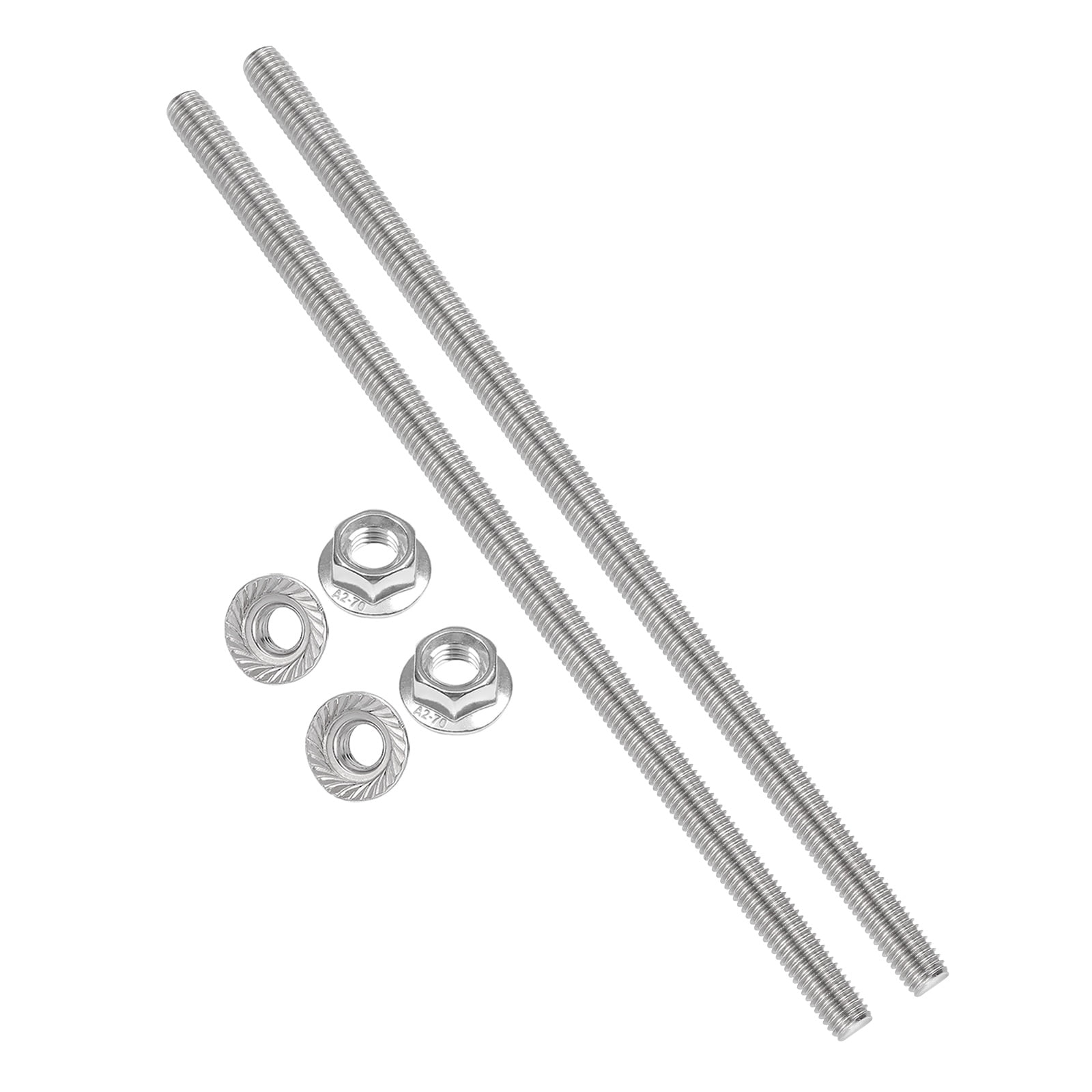 Uxcell 2 Set M10 x 1.5mm Fully Threaded Rods 10 Inch, 304 Stainless ...