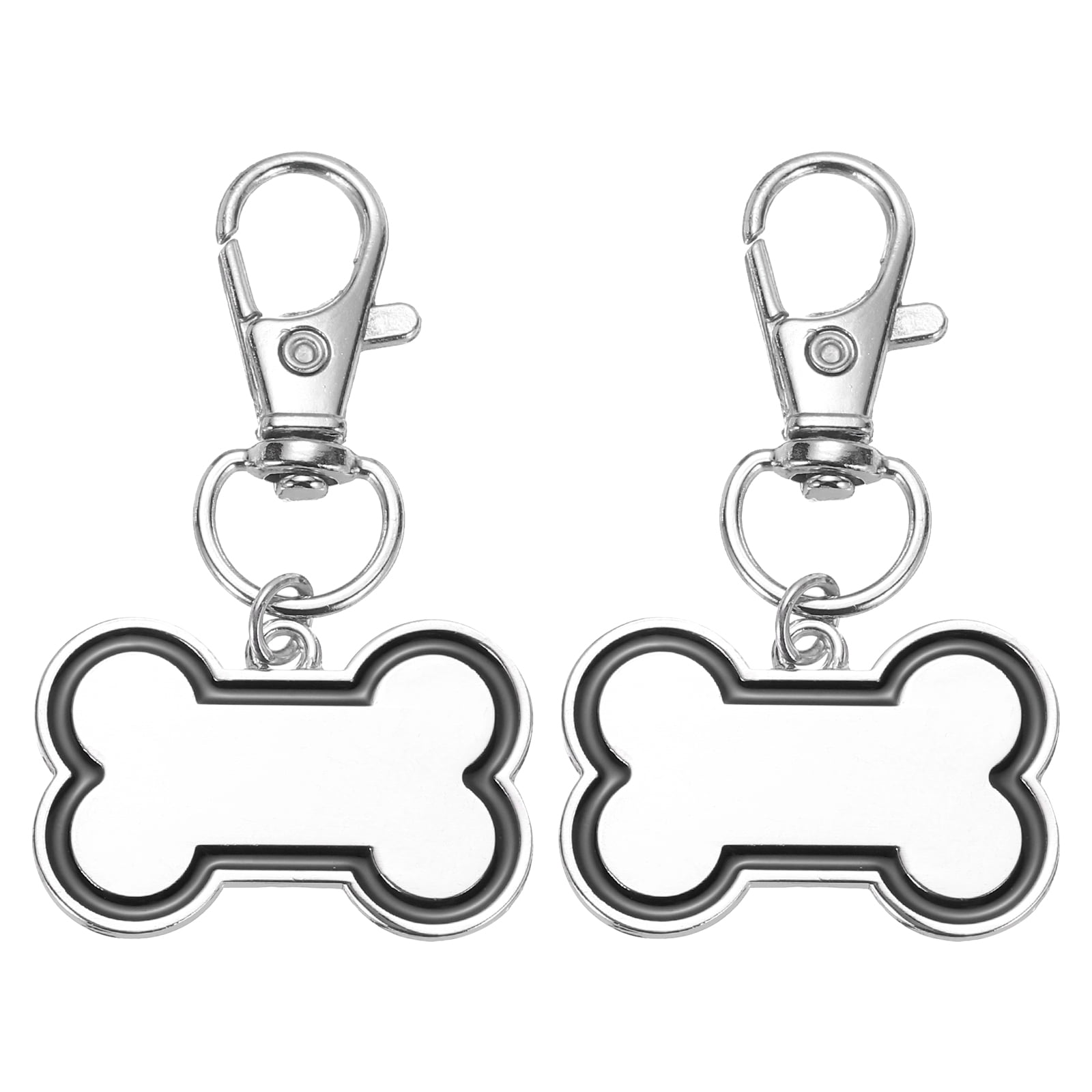 Uxcell 2 Set Pet ID Tags Bone Shape, 30x20mm Metal Personalize Engraved ...
