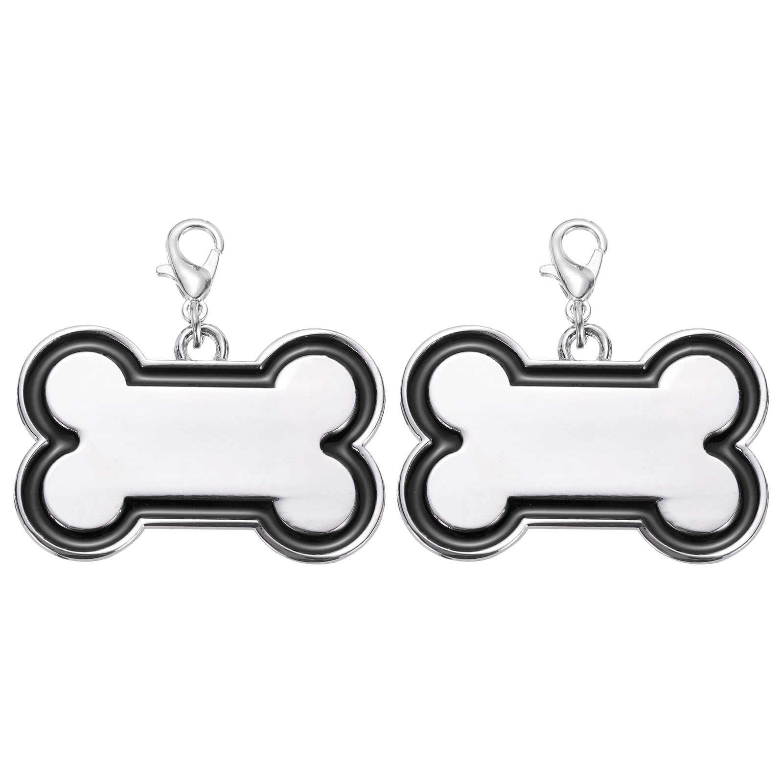 Uxcell 2 Set Pet ID Tags Bone Shape, 45x30mm Metal Personalize Engraved ...